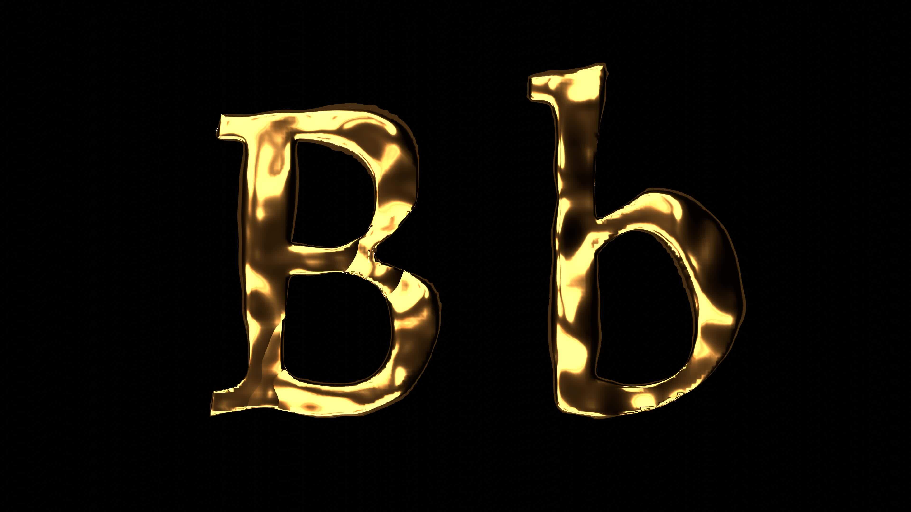 Upper and lower case b alphabet with golden fluid texture, latin script ...