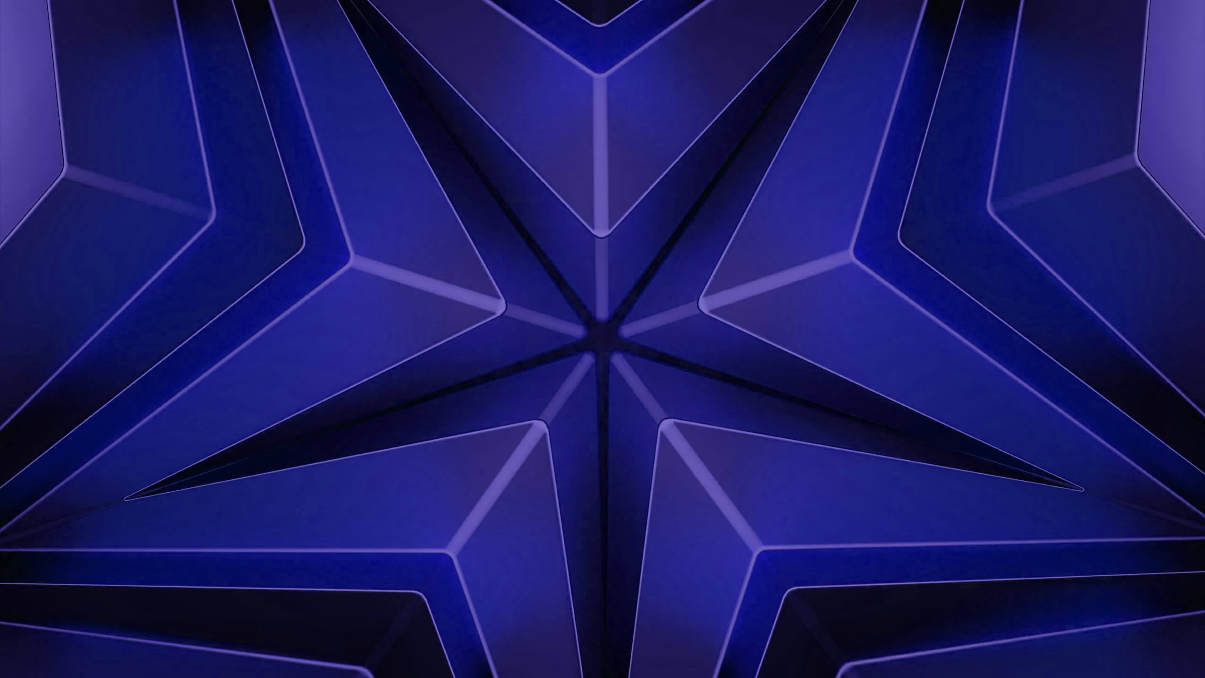 Abstract Blue Solid Kaleidoscopic Background With Moving Star