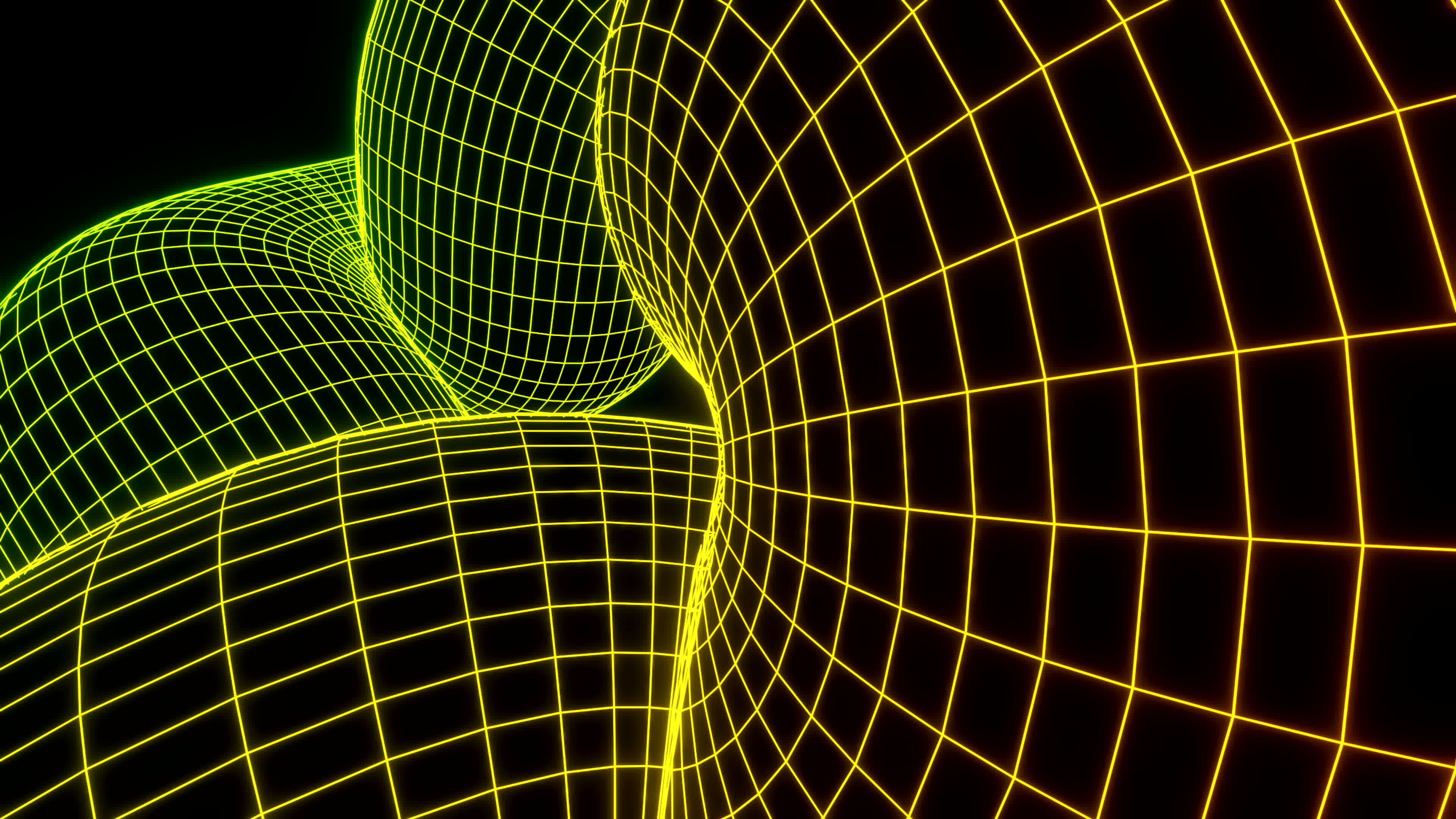 Cyber grid moves in curves. Design. Cybernetic grid in retro style moves on swirling shapes ...