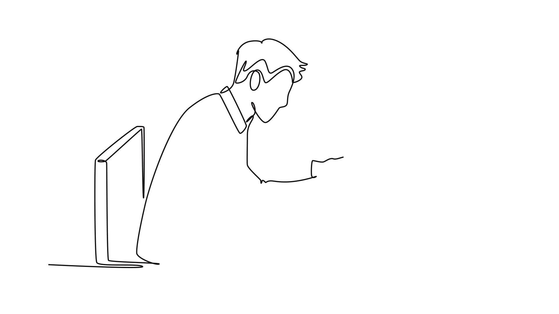 animado yo dibujo de continuo línea dibujar de joven programador ...