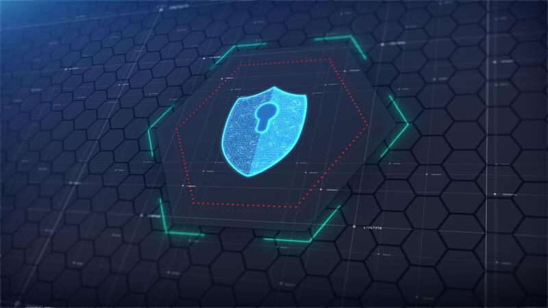 Hexagon digital hud and Shield Icon of Cyber Security. Digital Data Network Protection. High ...