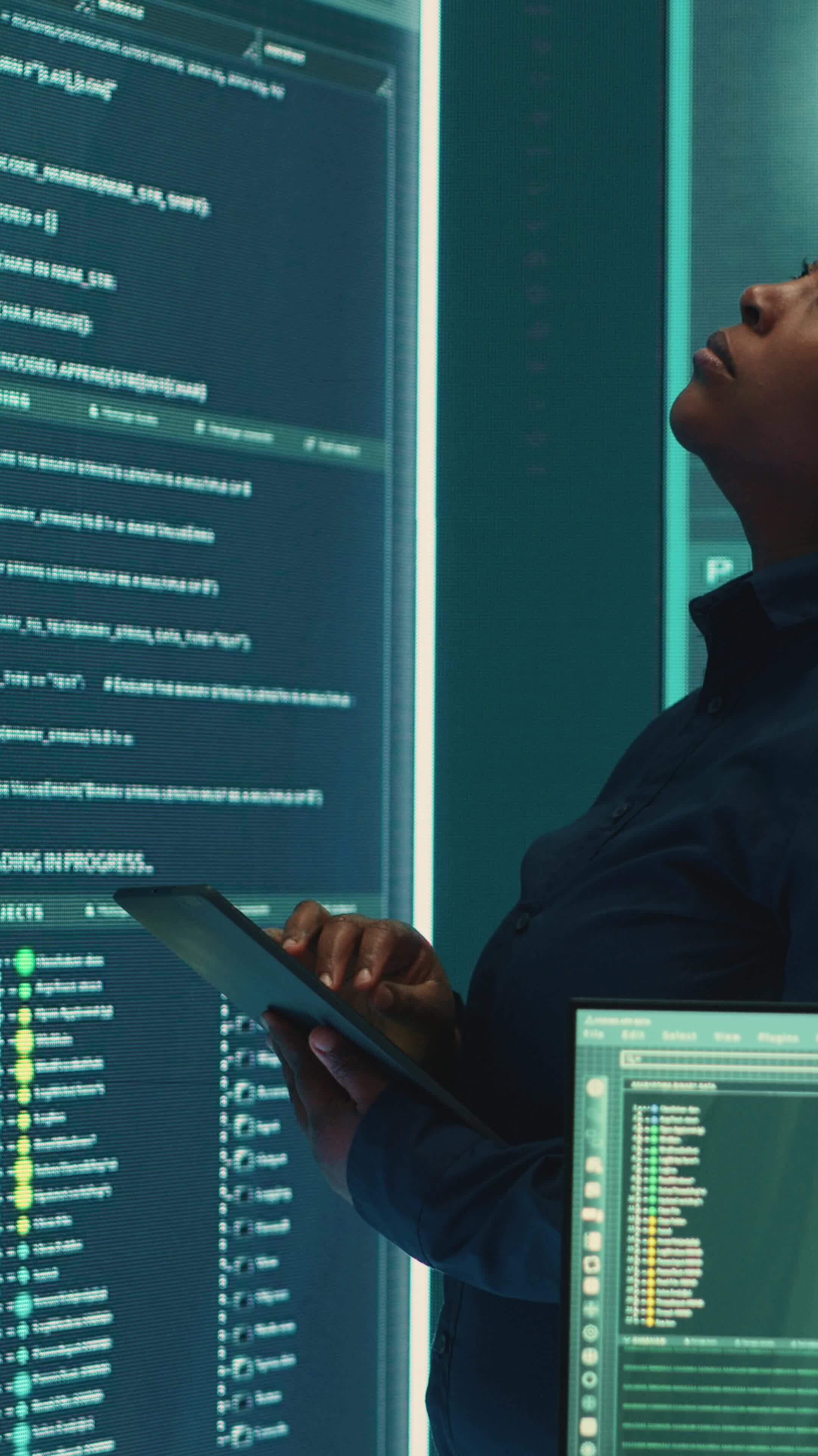 Vertical Professional It Expert Working In A Governmental Security Operations Center Analyzing