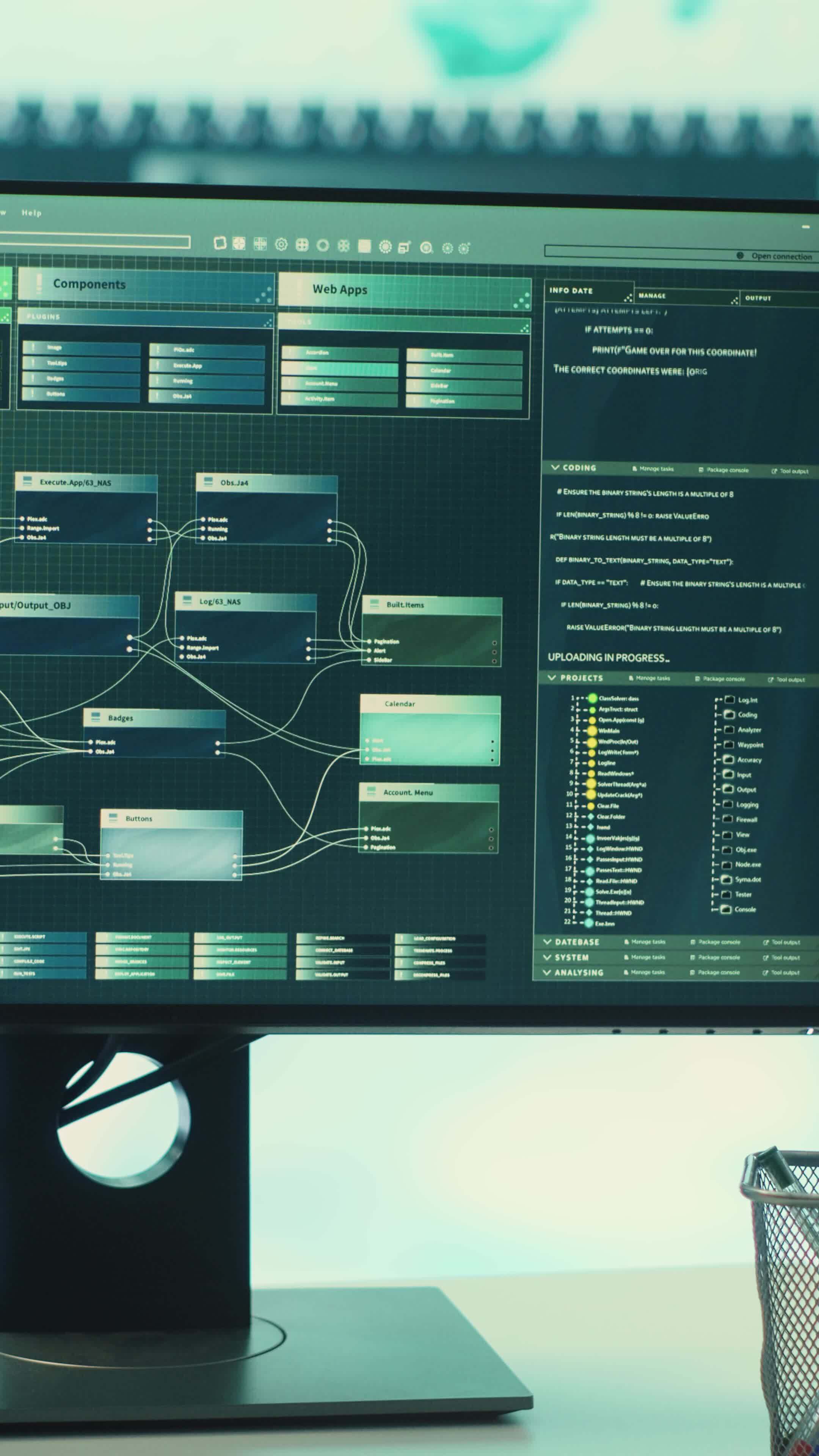 Vertical Cyber Security Monitoring Room With High Tech Equipment