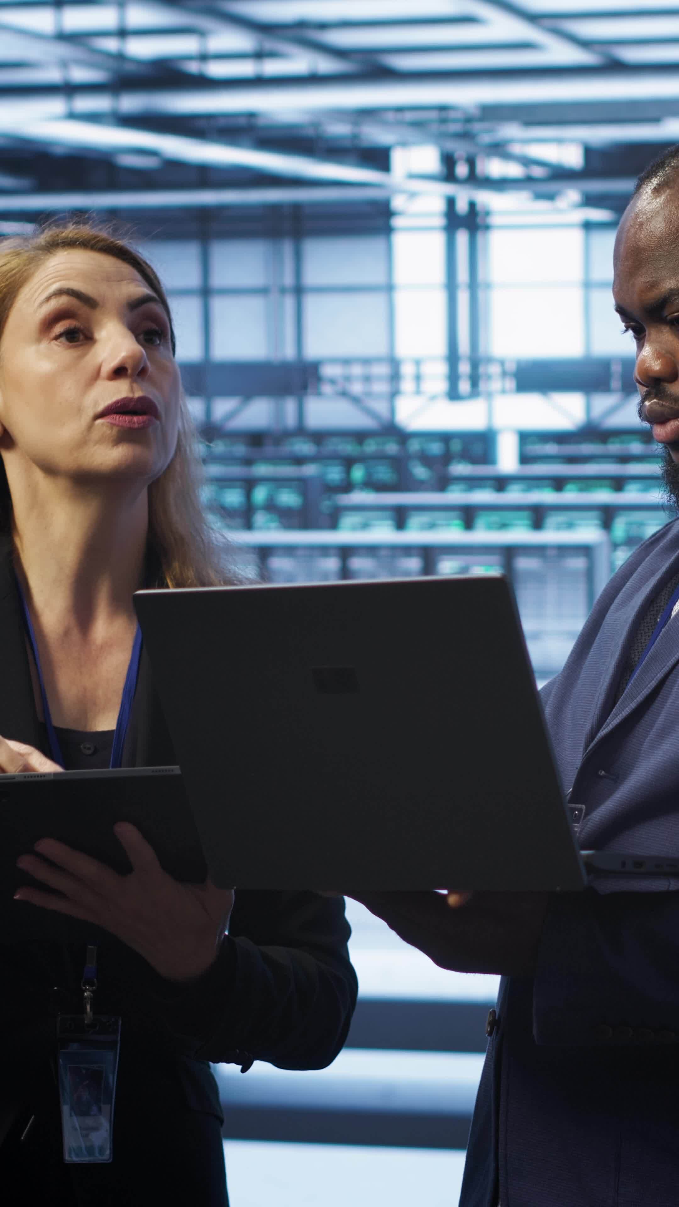 Vertical Manager In Data Center Supervising Worker Running Error Checking Utilities To Fix