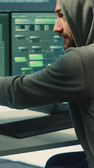 Vertical Governmental Hackers Doing Teamwork In Protecting Sensitive Information From Cyber