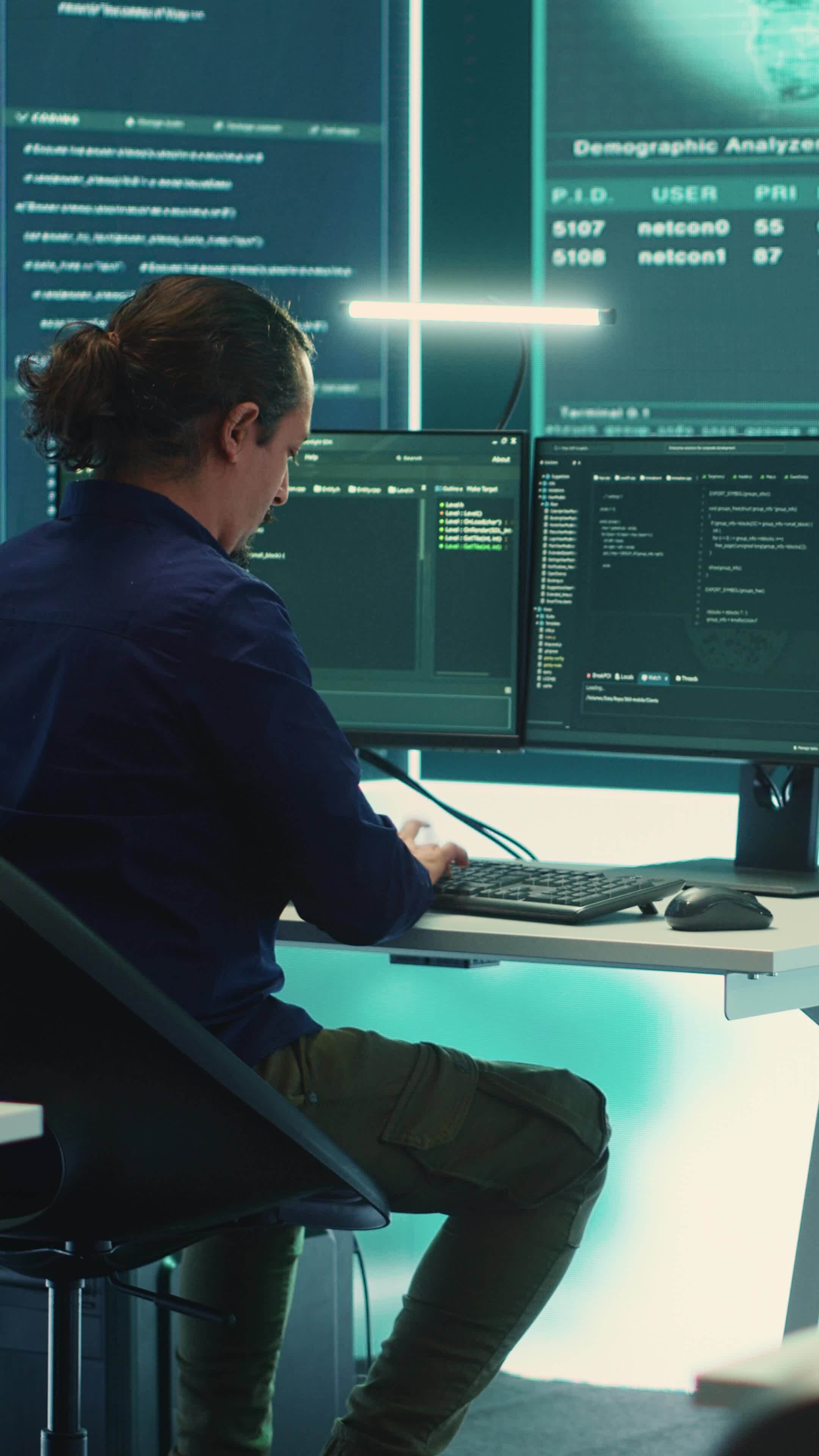 Vertical Governmental Agency Team Conducting Cyber Security Monitoring