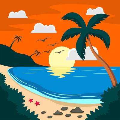 Tropical Beach Scene Vector Art, Icons, and Graphics for Free Download