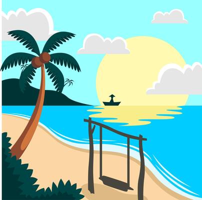 Hand Drawn Beach Scene Vector Art, Icons, and Graphics for Free Download