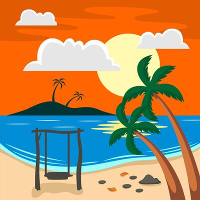 Hand Drawn Beach Scene Vector Art, Icons, and Graphics for Free Download