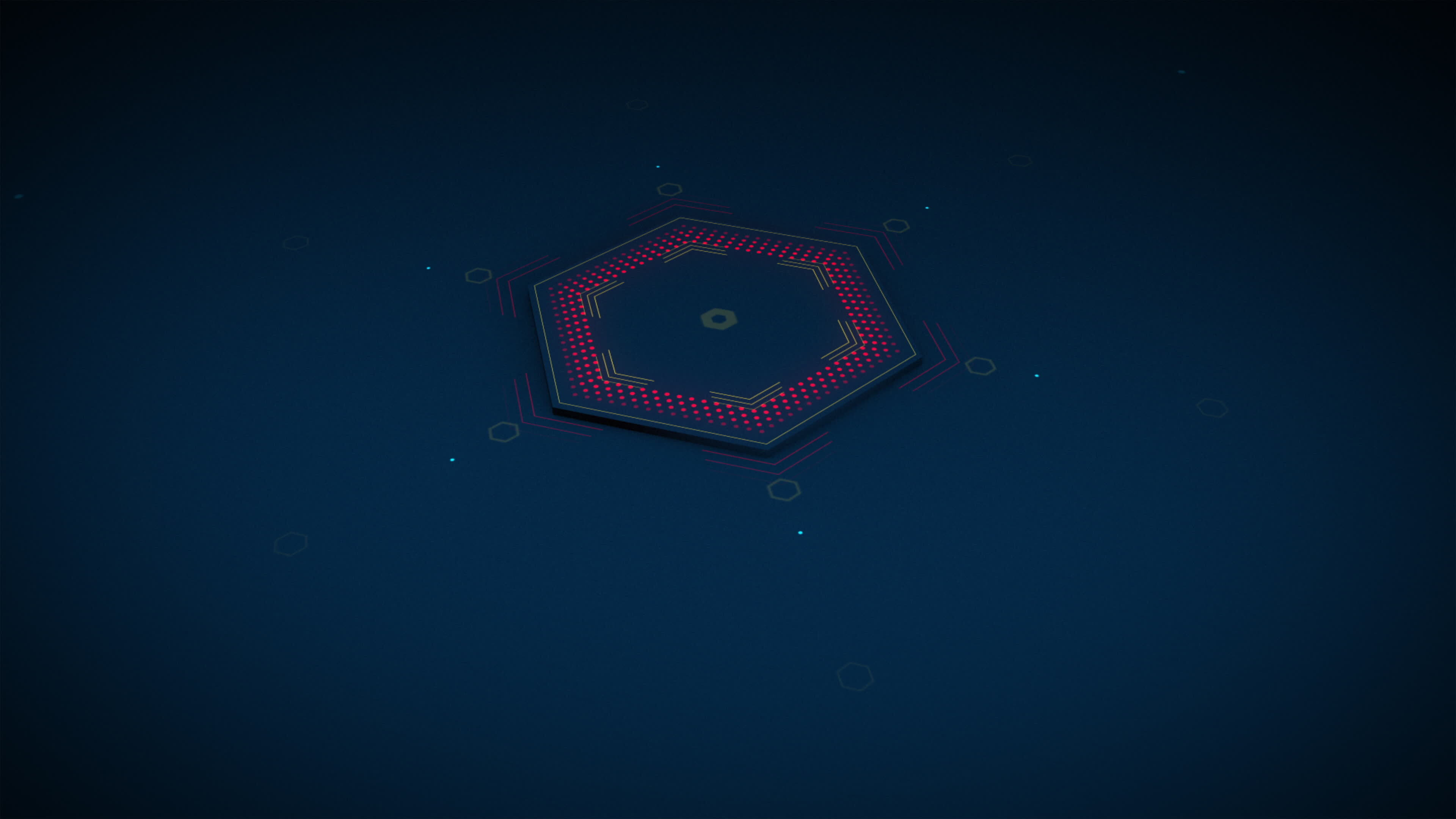 3D motion graphics hexagon floor and digital hud graphical user ...