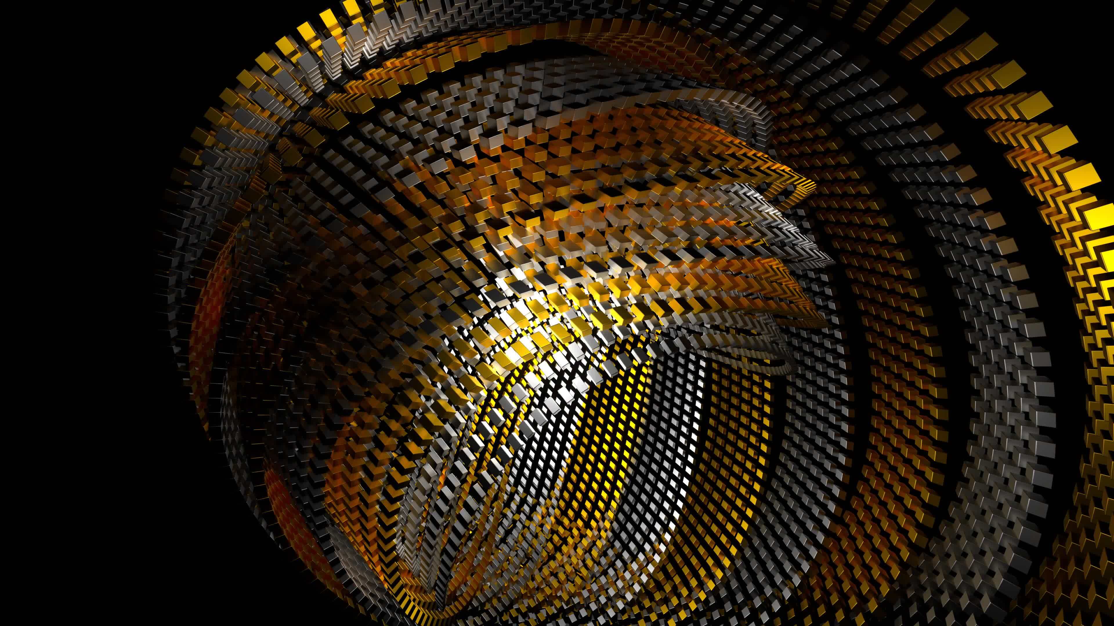 Gold And Silver Abstract Rotation Of Cubic Rings Background Vj Loop In