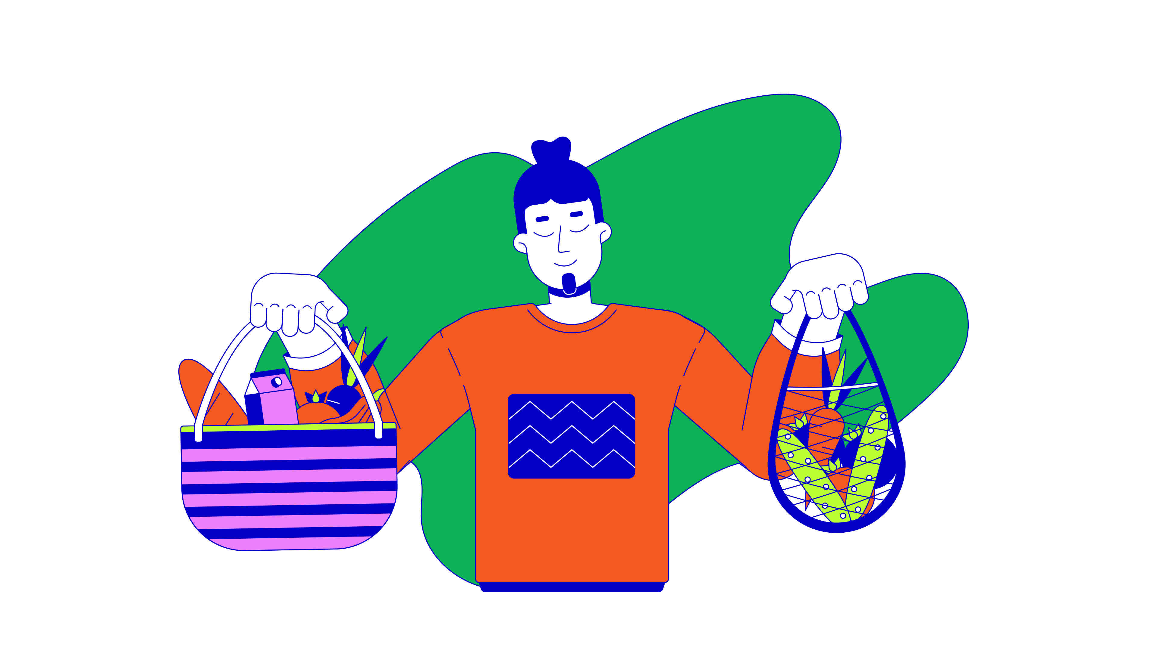 European man holding bags with products line cartoon animation ... European man holding bags with products line cartoon animation ...