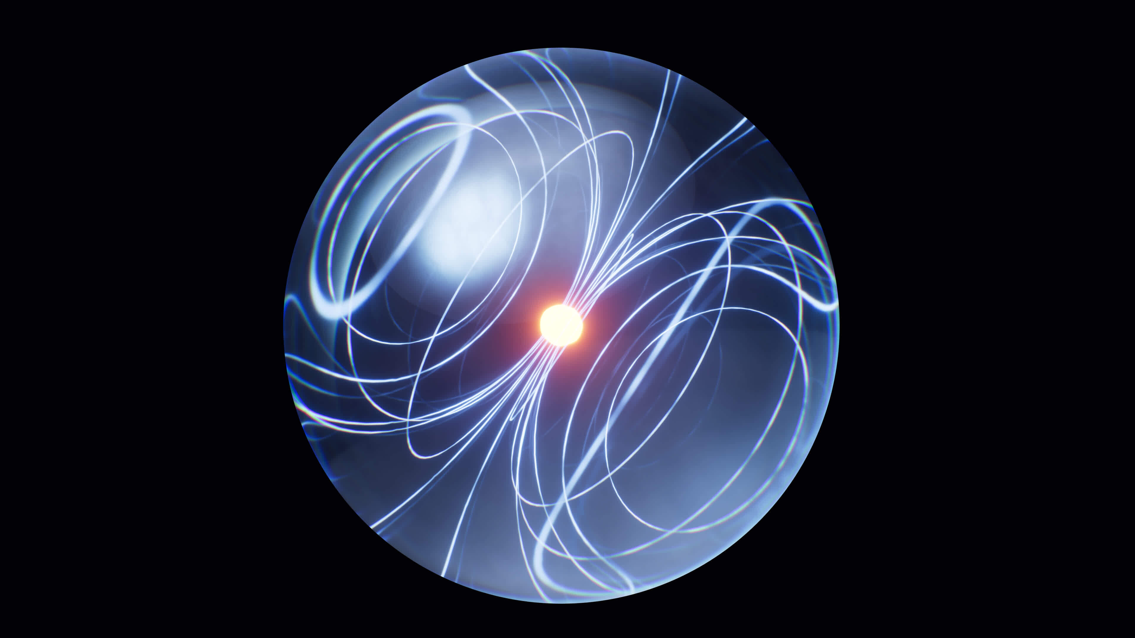 Loop animation of Physics quantum with alpha channel, 3d rendering ...