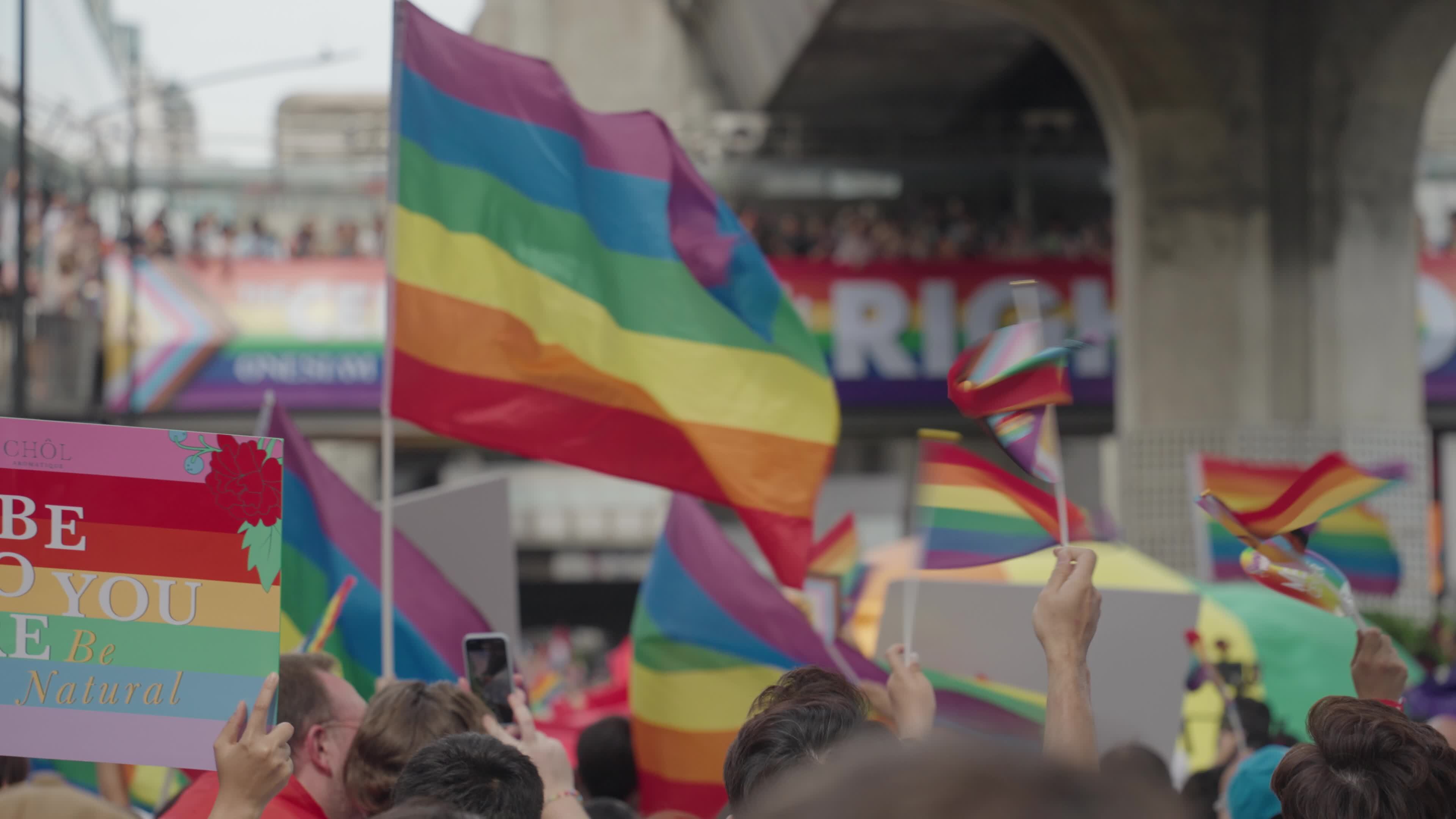 Rainbow Flag at Pride Parade Celebrates LGBTQ Community 46820072 Stock ...