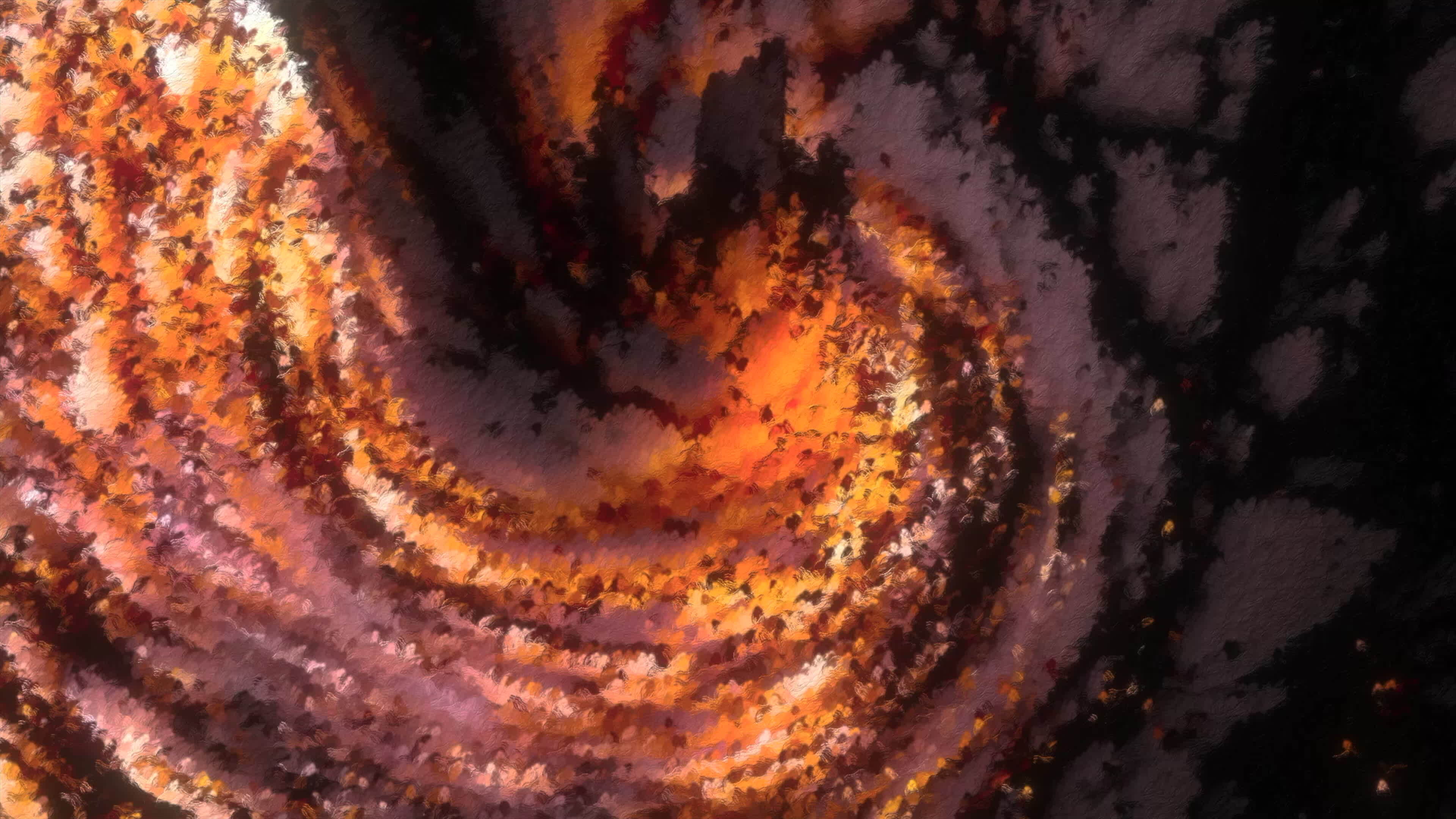 Colorful fog vortex with shiny particles. Motion. Cosmic swirling vortex of shimmering particles ...