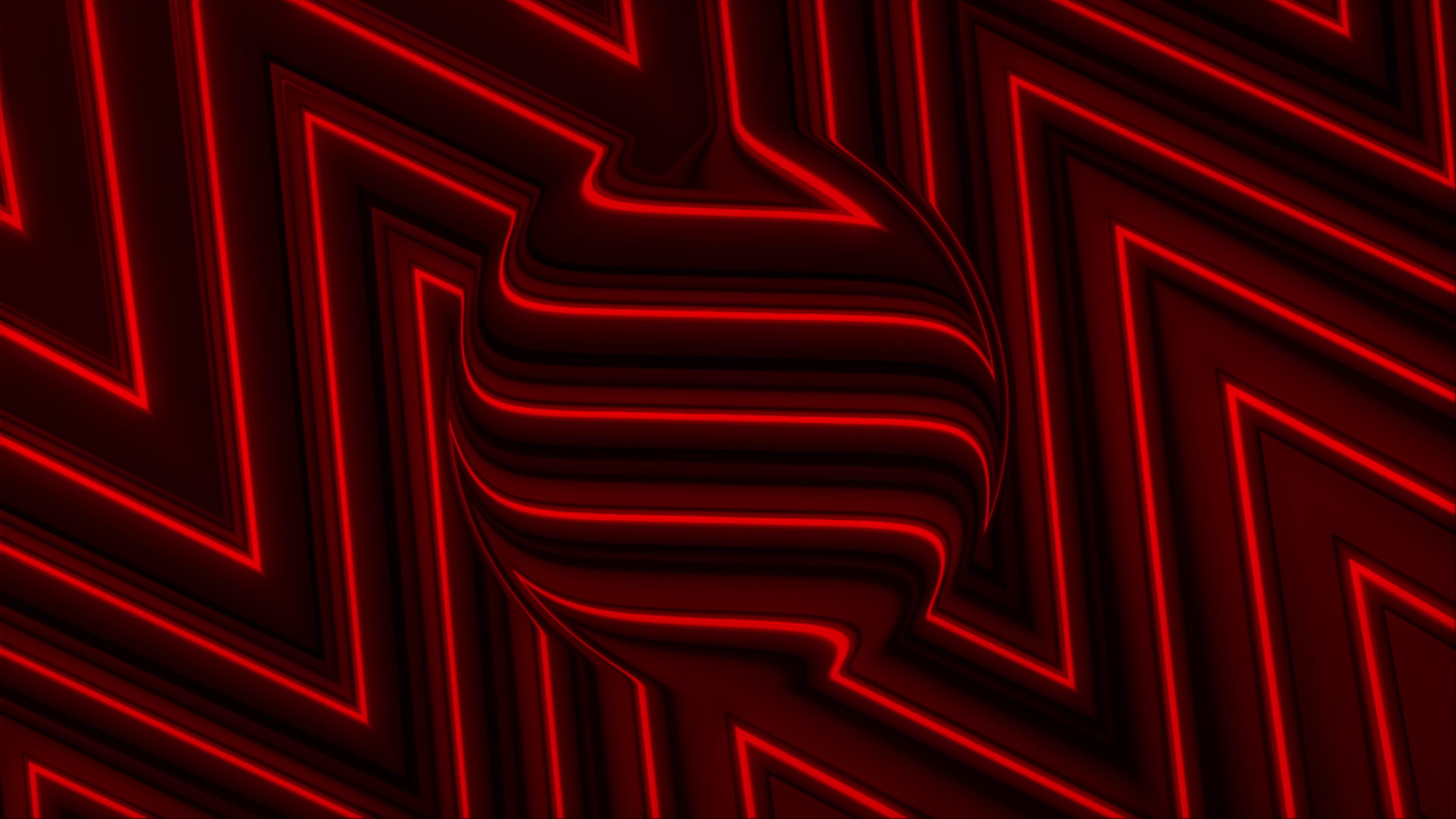 Abstract Red Striped Background With A Sphere Seamless Loop Motion Zig Zag Stripes Flowing On