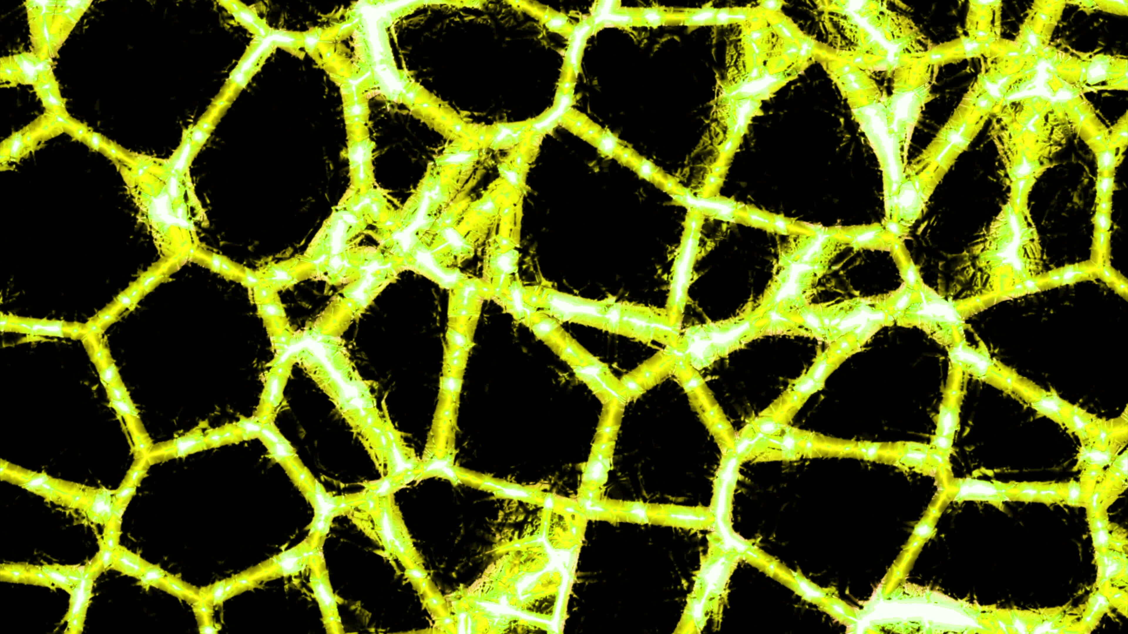 Lines of glowing pattern with moving cells. Design. Changing cell patterns with bright lines on ...