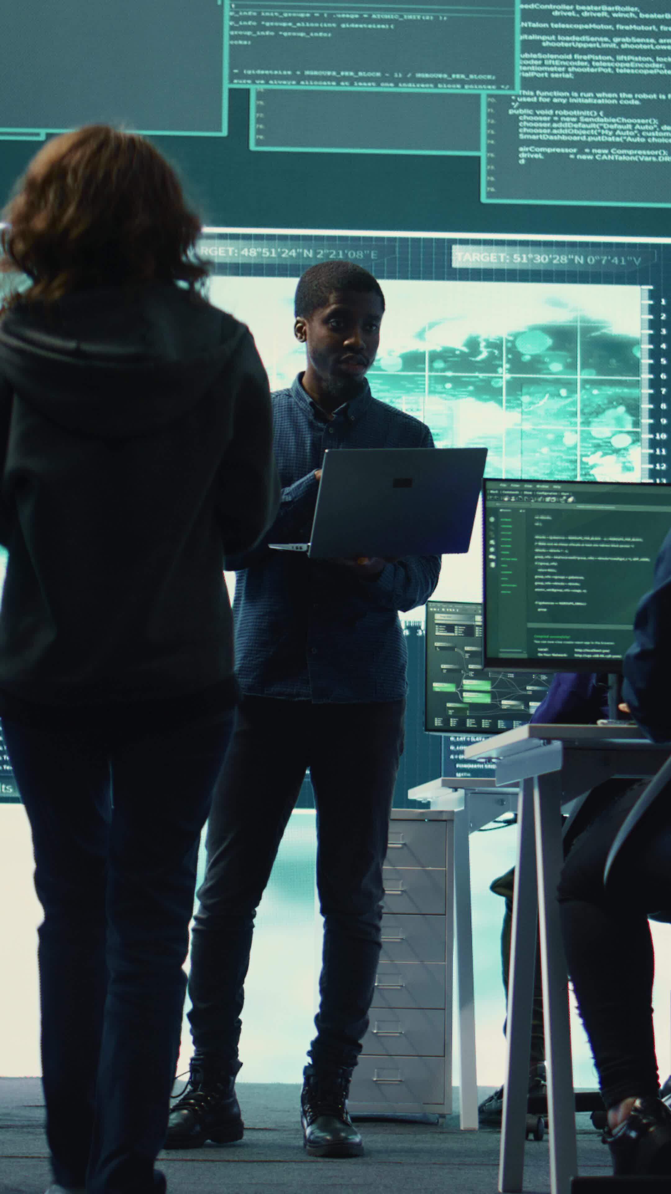 Vertical Governmental Hackers Performing A Cyber Attack Simulation