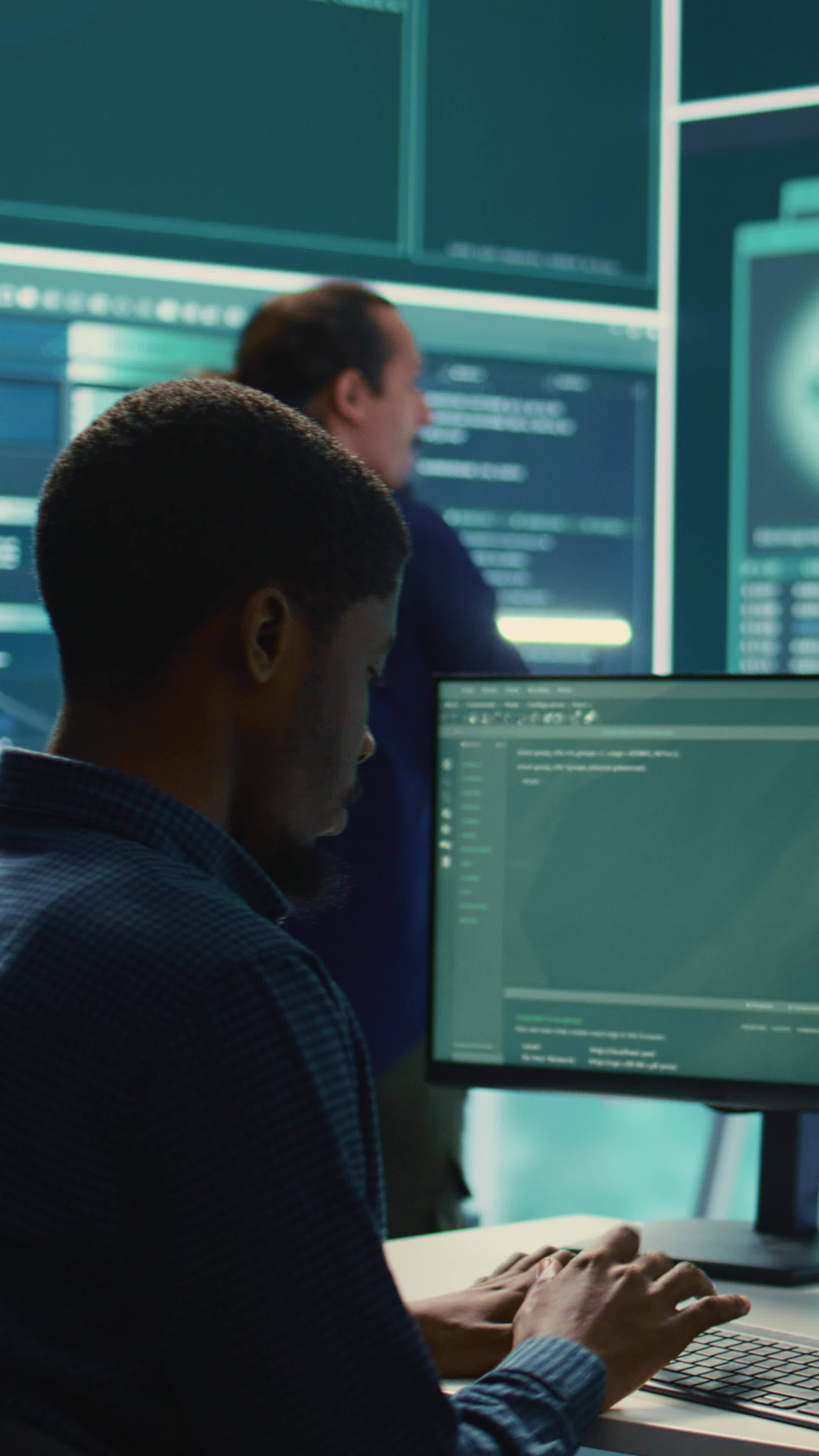 Vertical Cyber Security Experts Team Working On Encryption And It Security In A Governmental