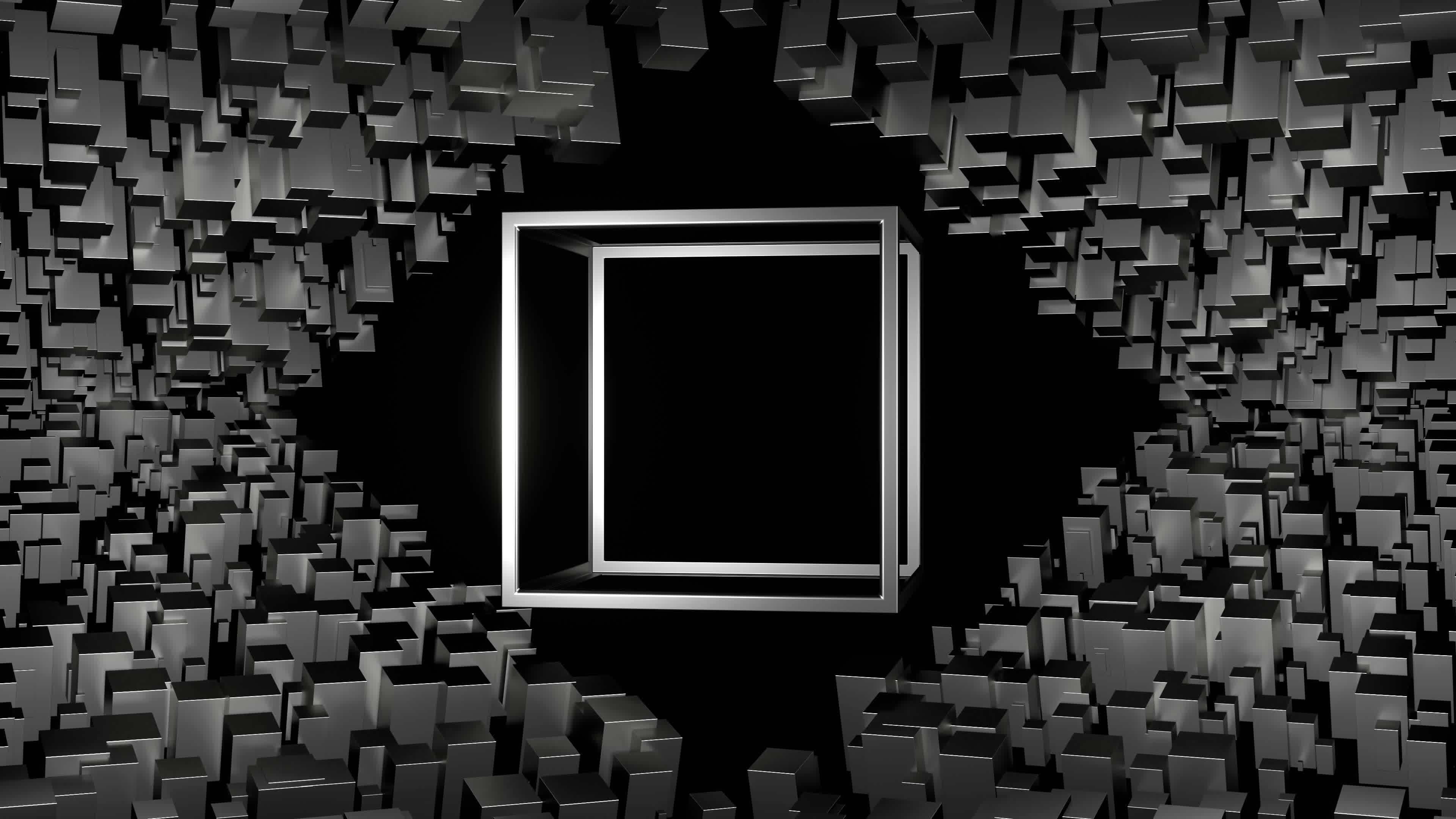 Silver Rotation Glossy Cube Frame Background Vj Loop In 4k 46975939