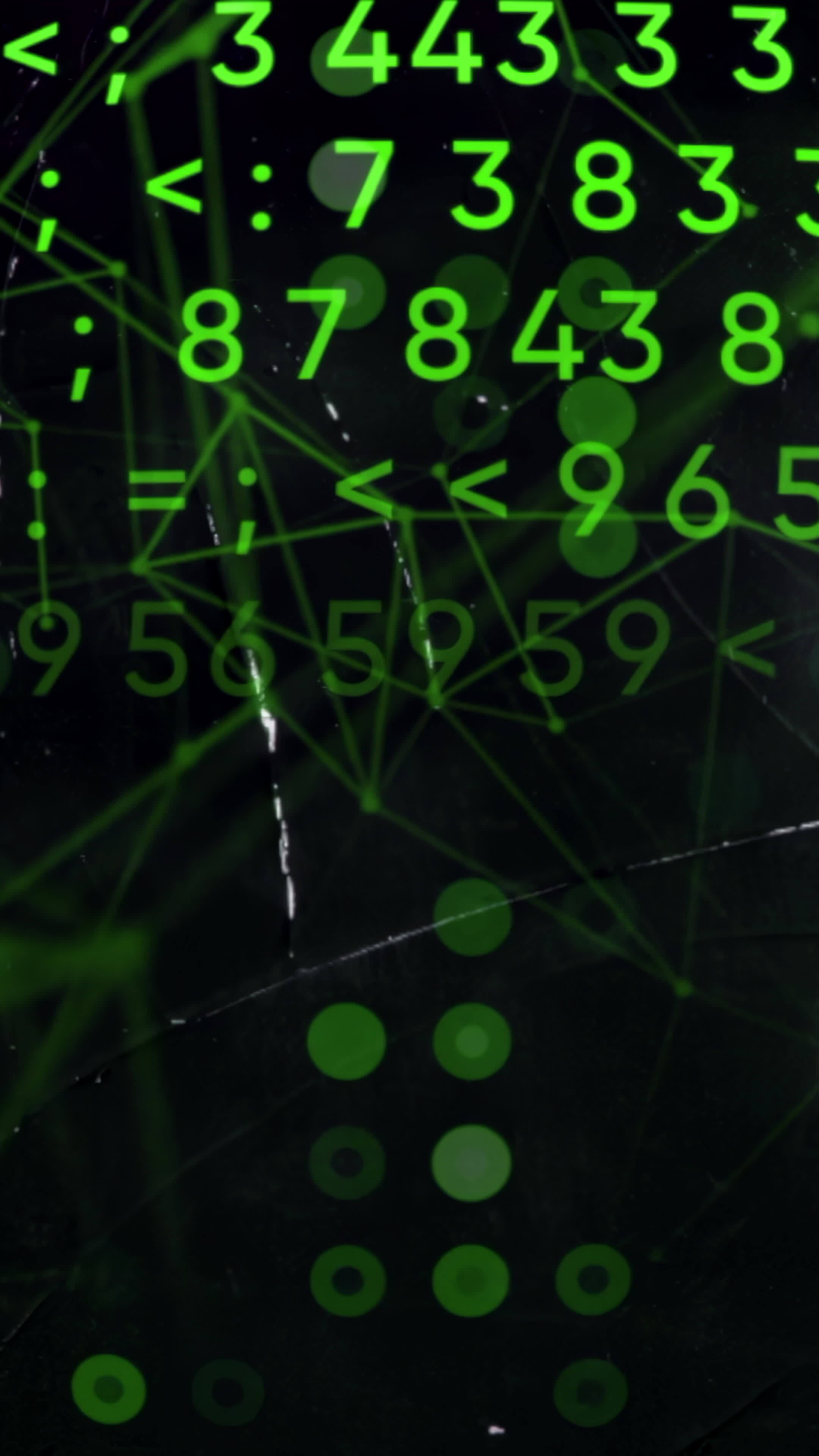 Abstract blinking and changing numbers with connected dots and lines on ...