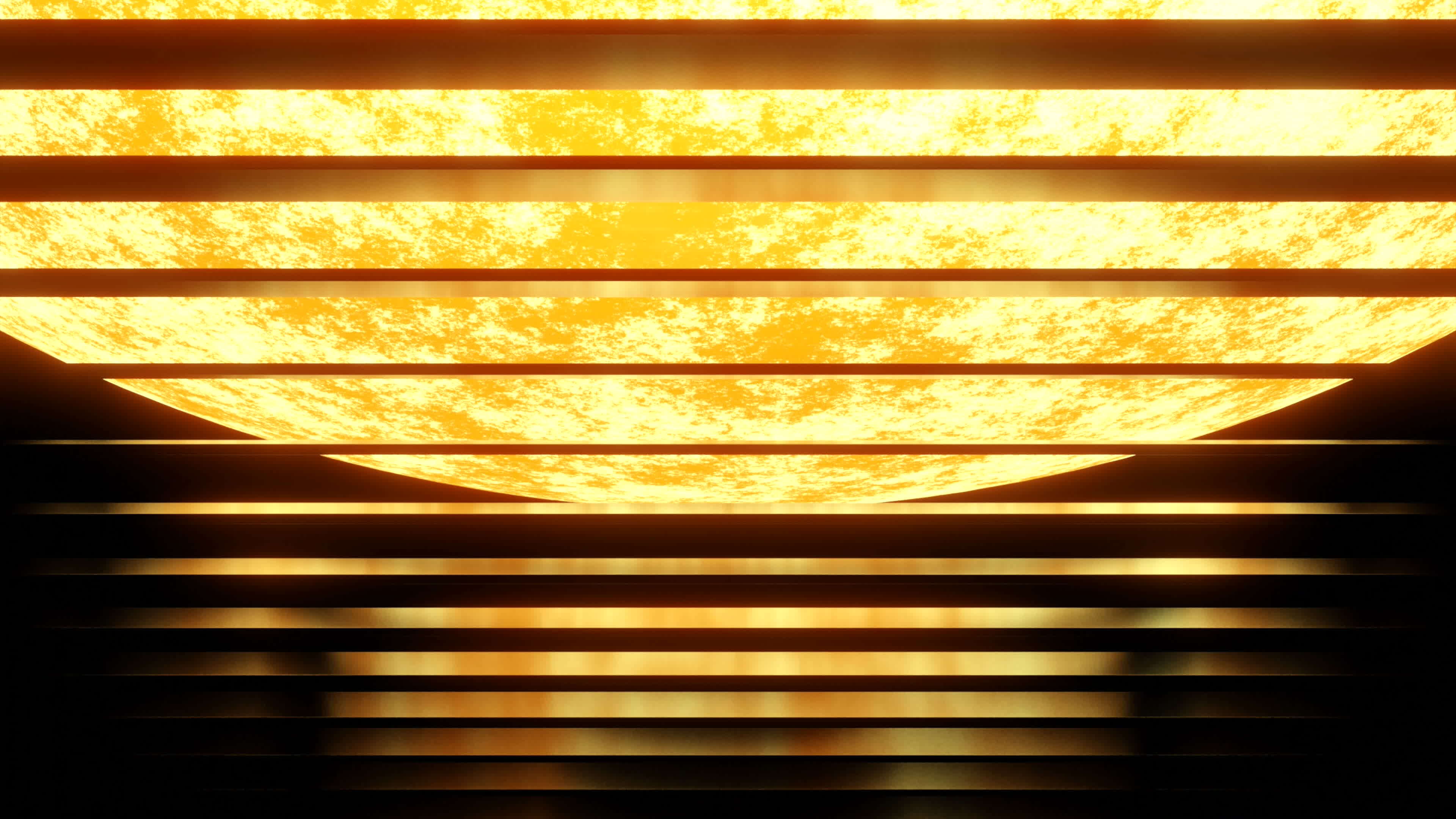 Bright planet glows with moving stripes. Design. Bright 3D planet with cyber field and stripes ...