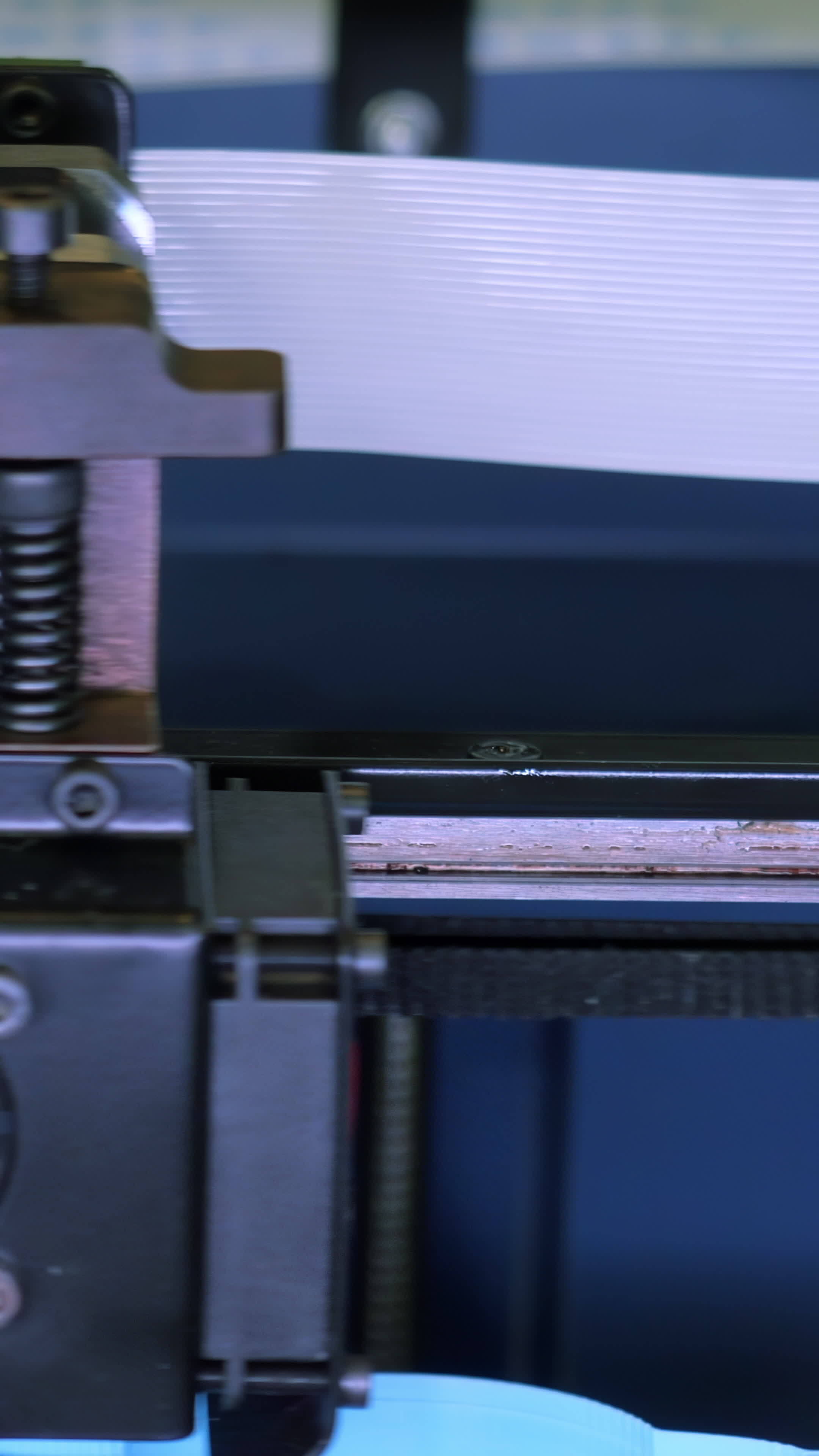 Close-up of moving machine in 3d printer. Media. Creating objects on 3D ...