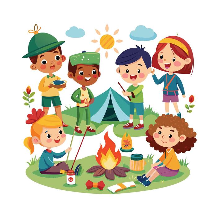 Kids Camping Vector Art, Icons, and Graphics for Free Download