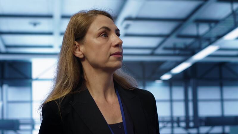 Manager Inspecting Server Room Equipment Walking Between Supercomputers Supervisor Doing