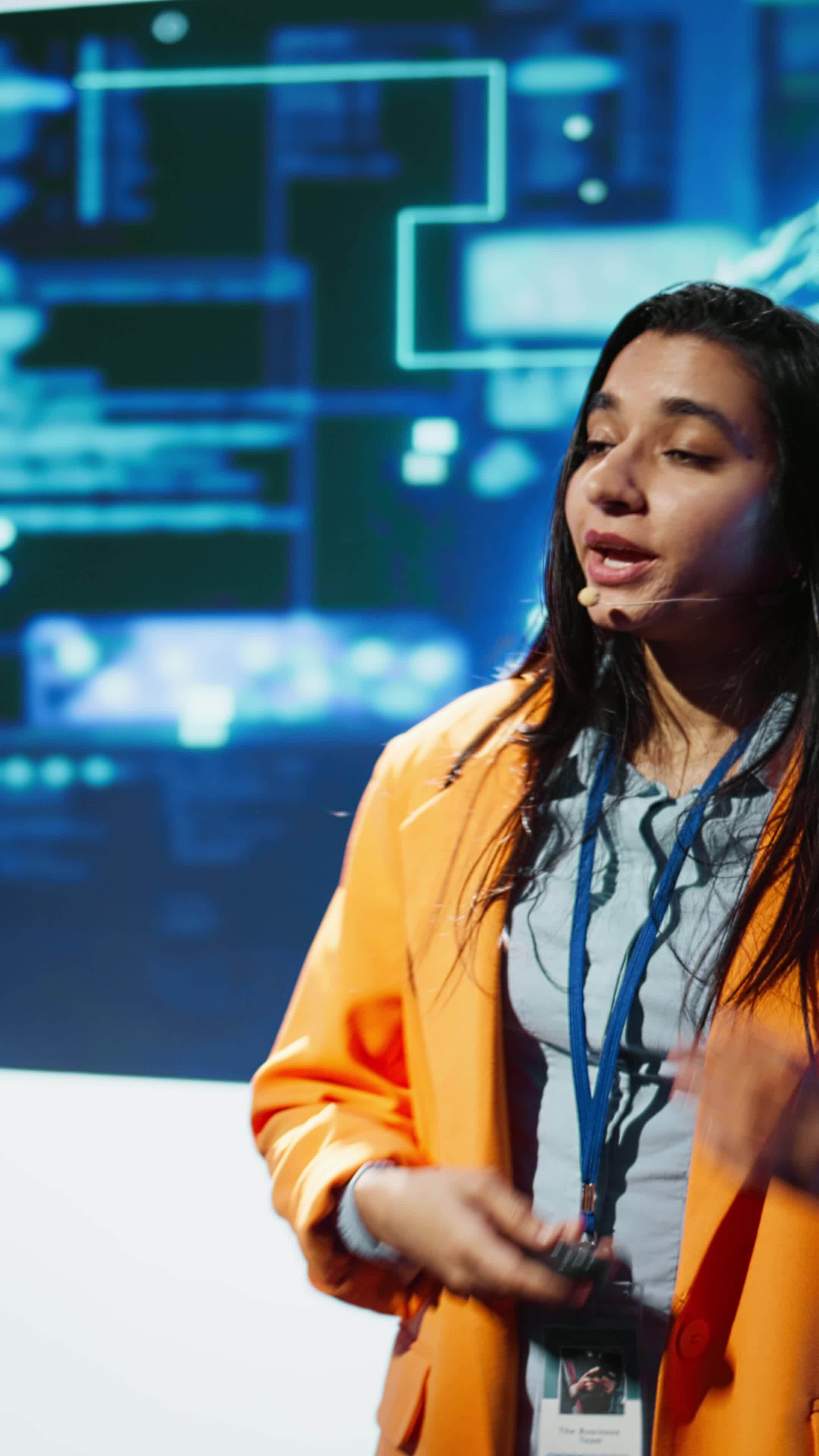 Vertical Neuroscientist doing demonstration at AI convention gathering tech startups and ...