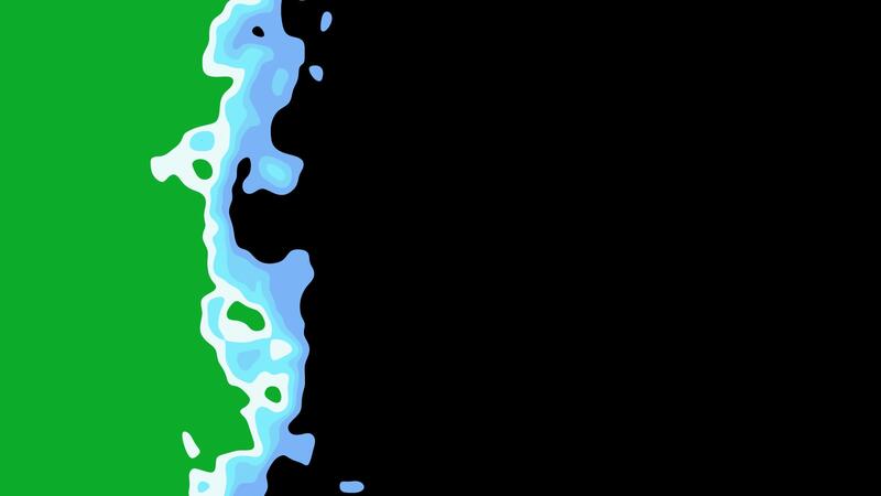 Sea water wavy transition, cartoon water wave animation on a green screen background, graphic ...