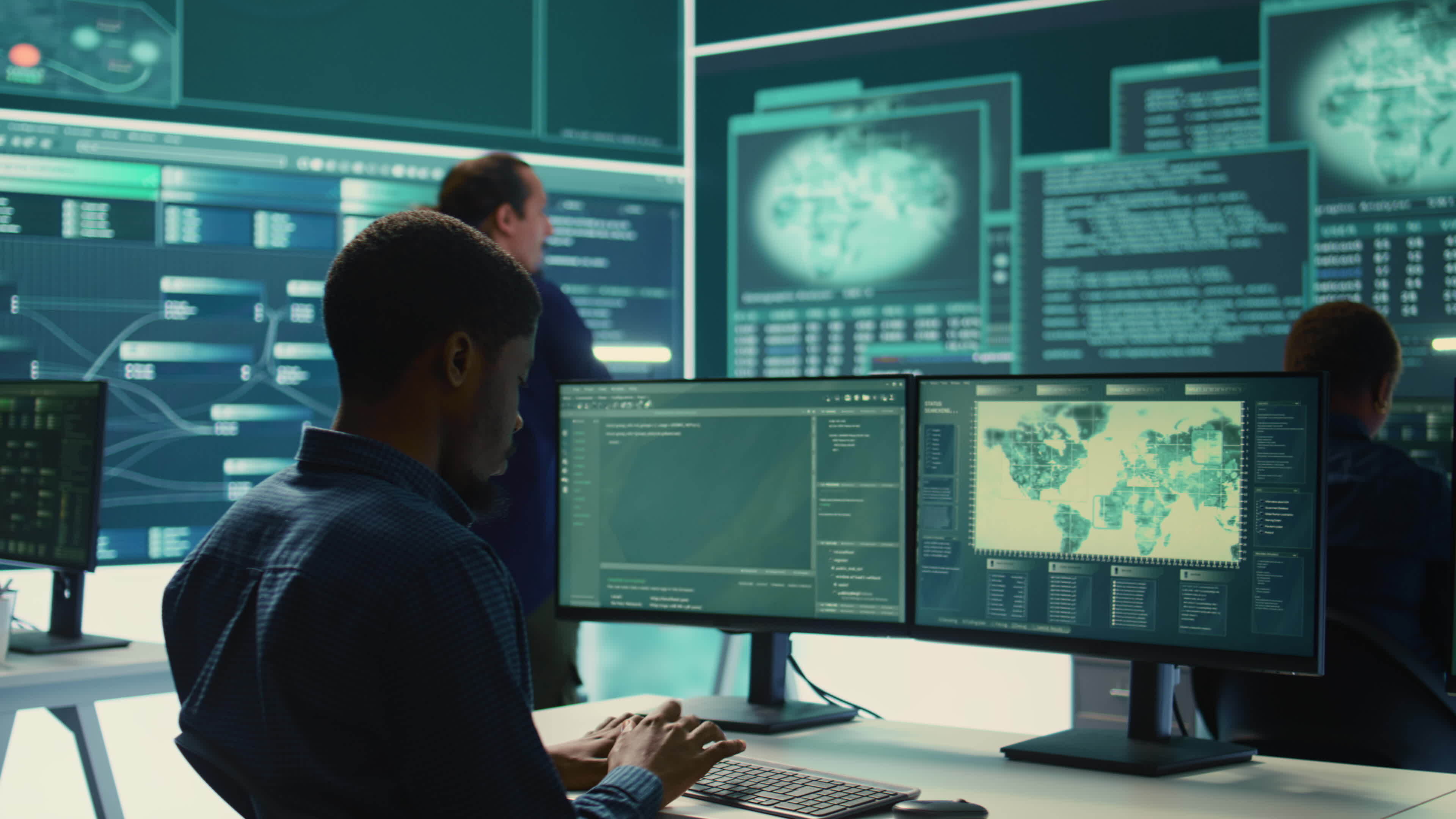 Cyber Security Experts Team Working On Encryption And It Security In A Governmental Agency