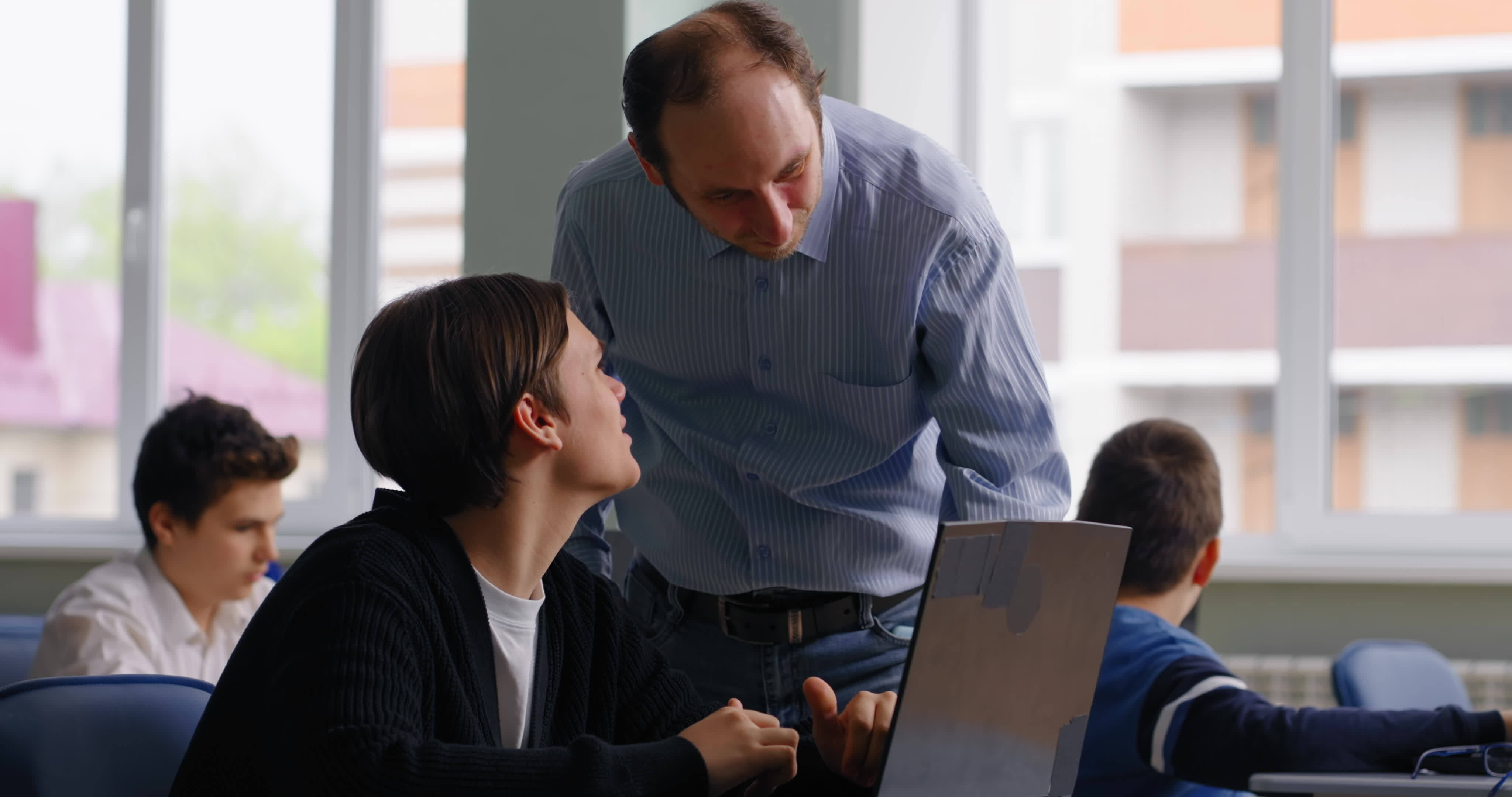 Programming Classes For Children And Teens, Teacher And Schoolboy ...