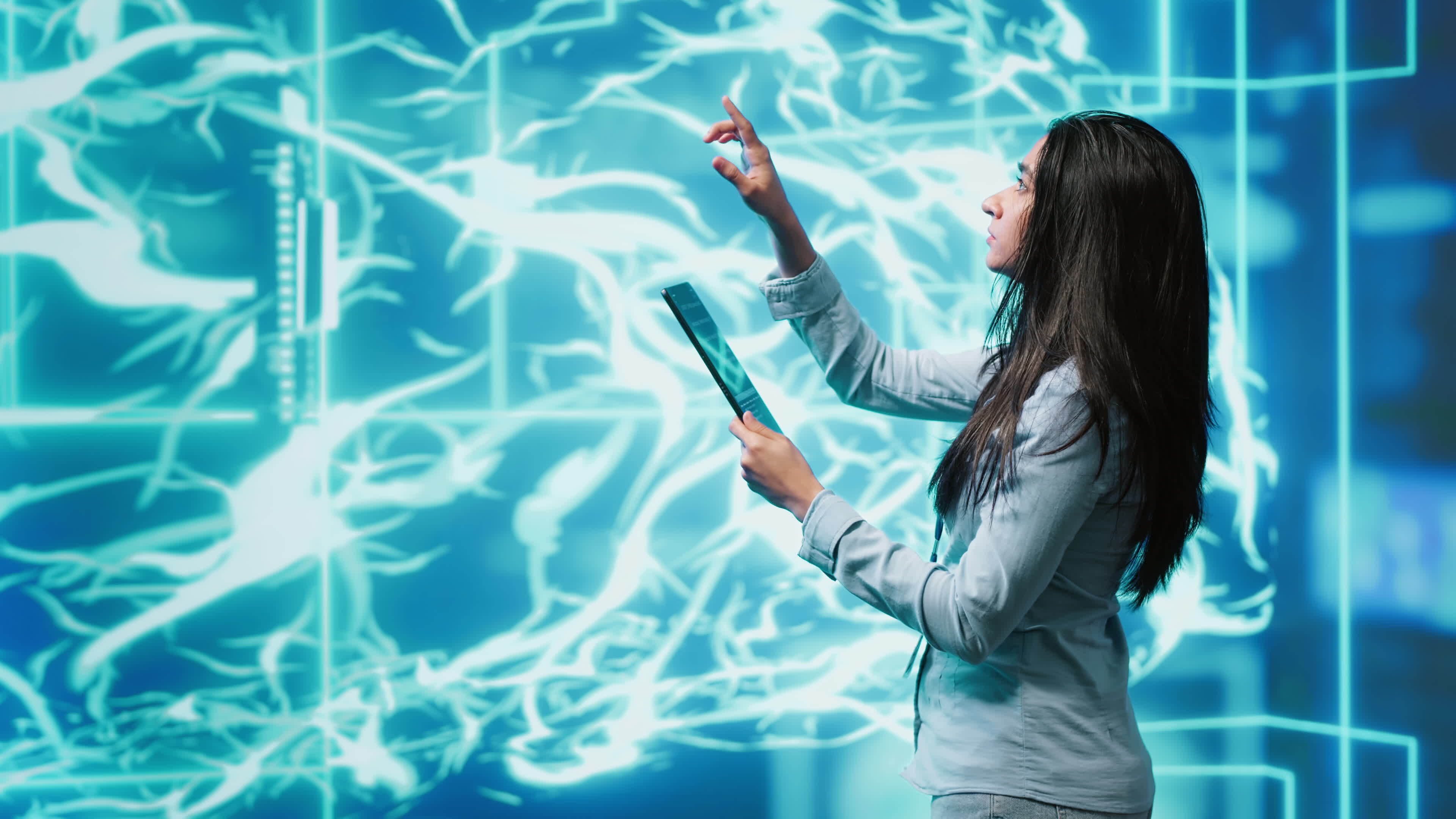 Computer Scientist Using Artificial Intelligence Computing Simulating