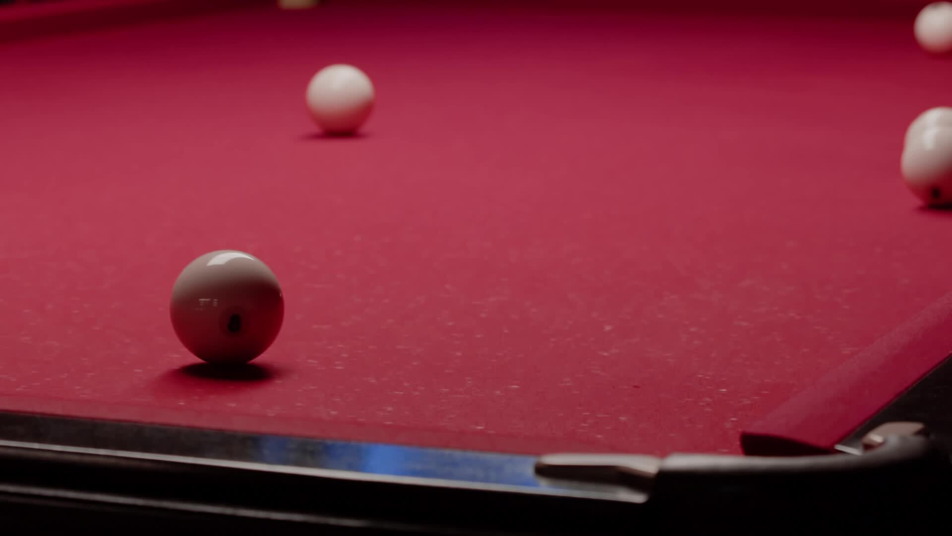 Moment Of Collision Between Two Billiard Balls Which Results In One Of Them Falling Into The