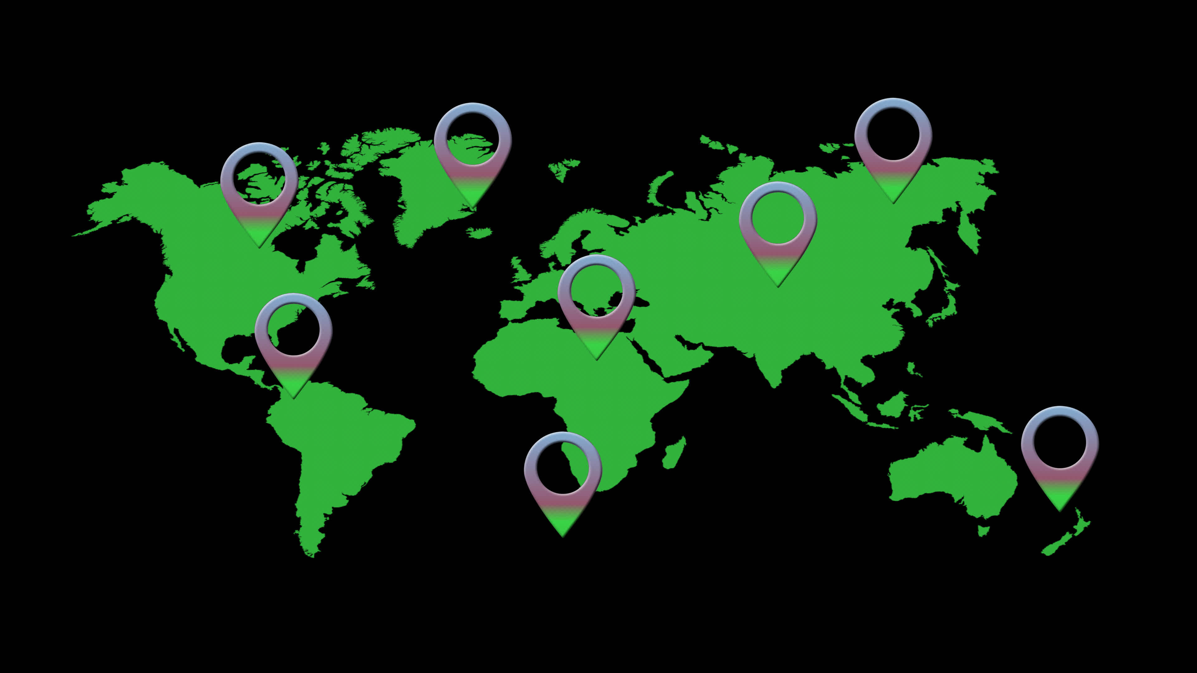 Futuristic Technology Digital World Map Location Pin Cyberspace Network Loop Animation With