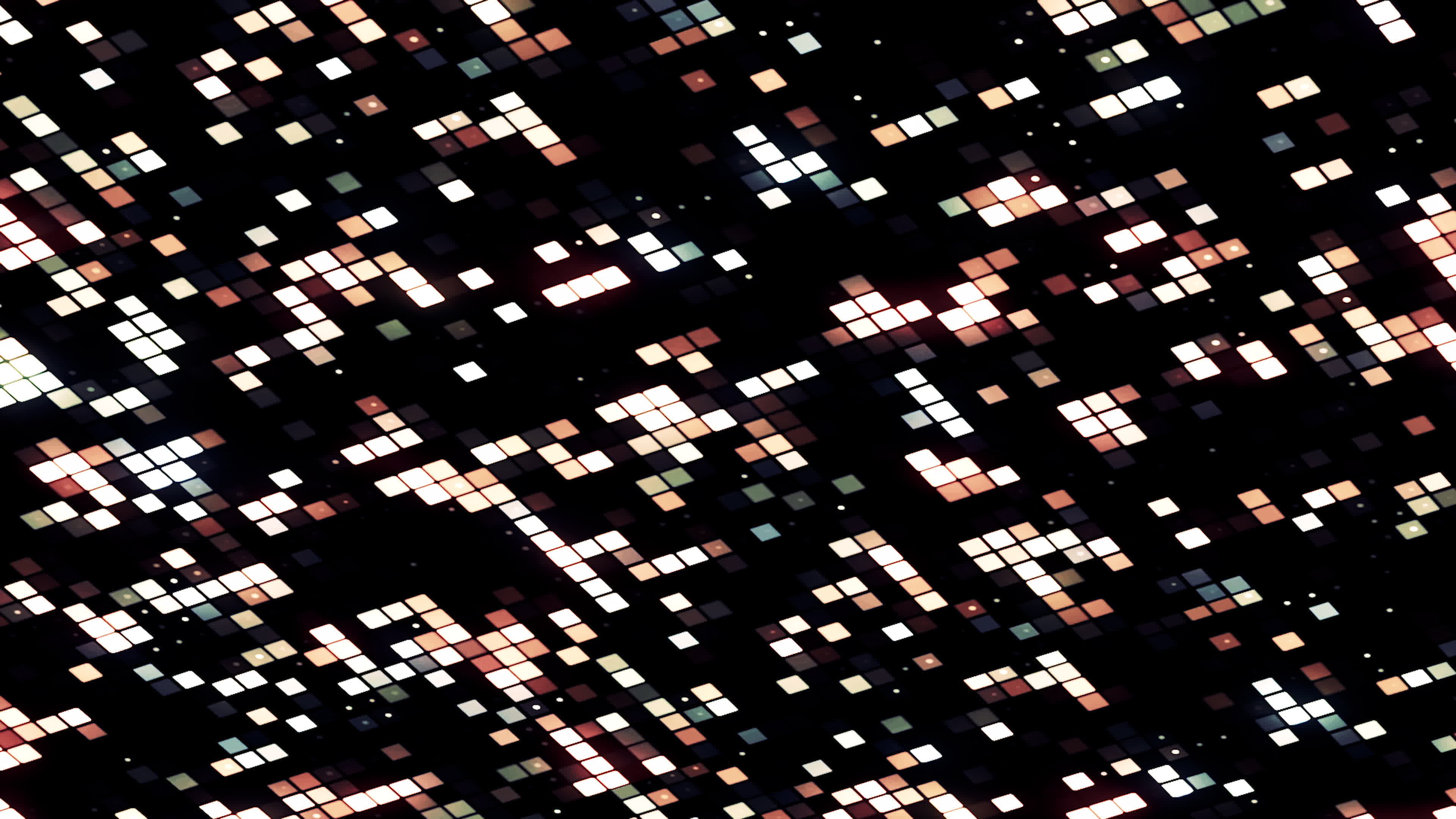 Abstract Field Of Blinking Rows Of Tiny Squares On A Black Background Seamless Loop Motion