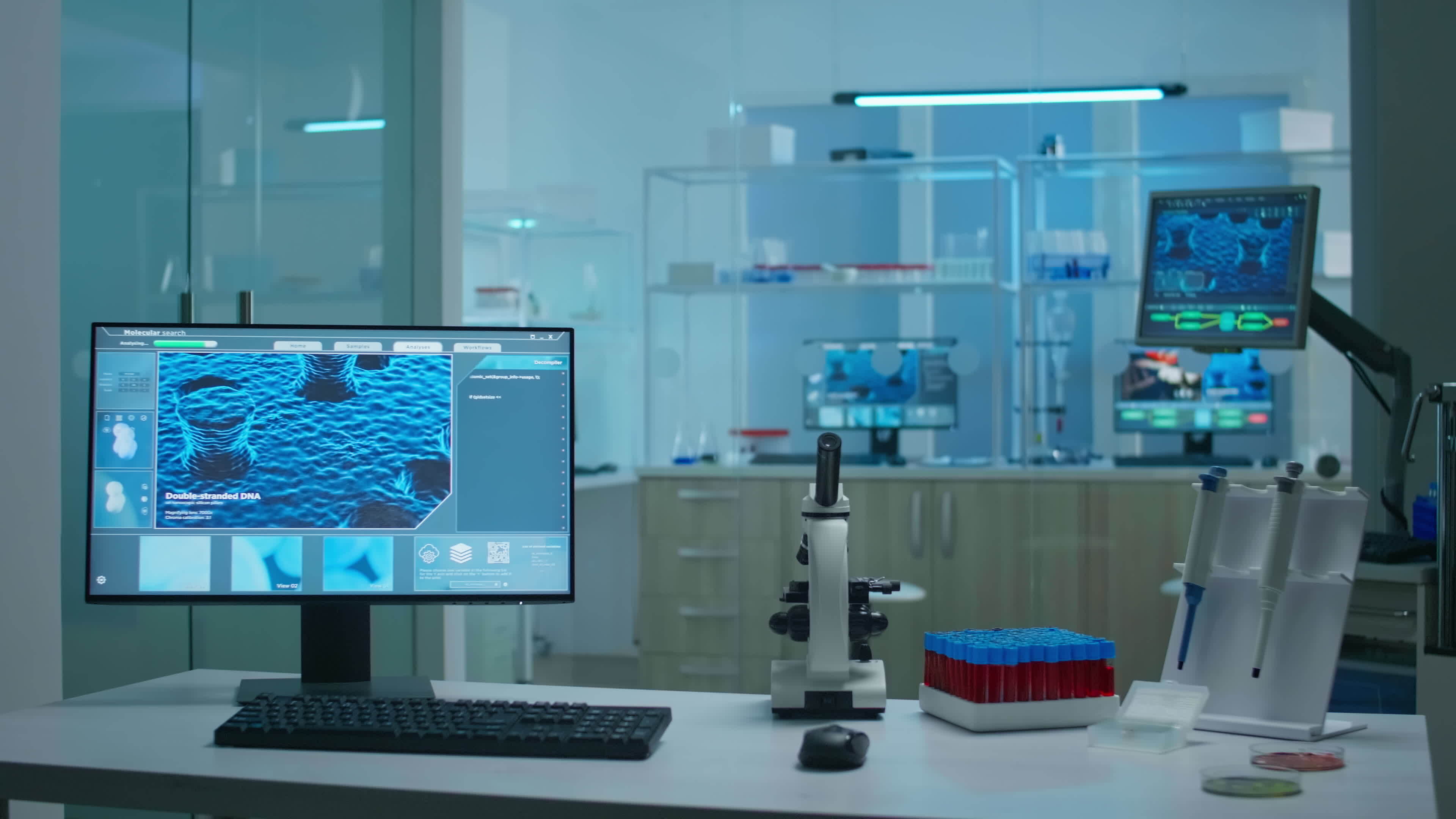 Modern empty research applied science laboratory with technological ...