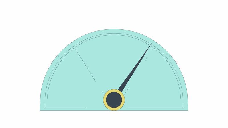 Gauge scale with moving arrow line 2D object animation. Data measuring ...