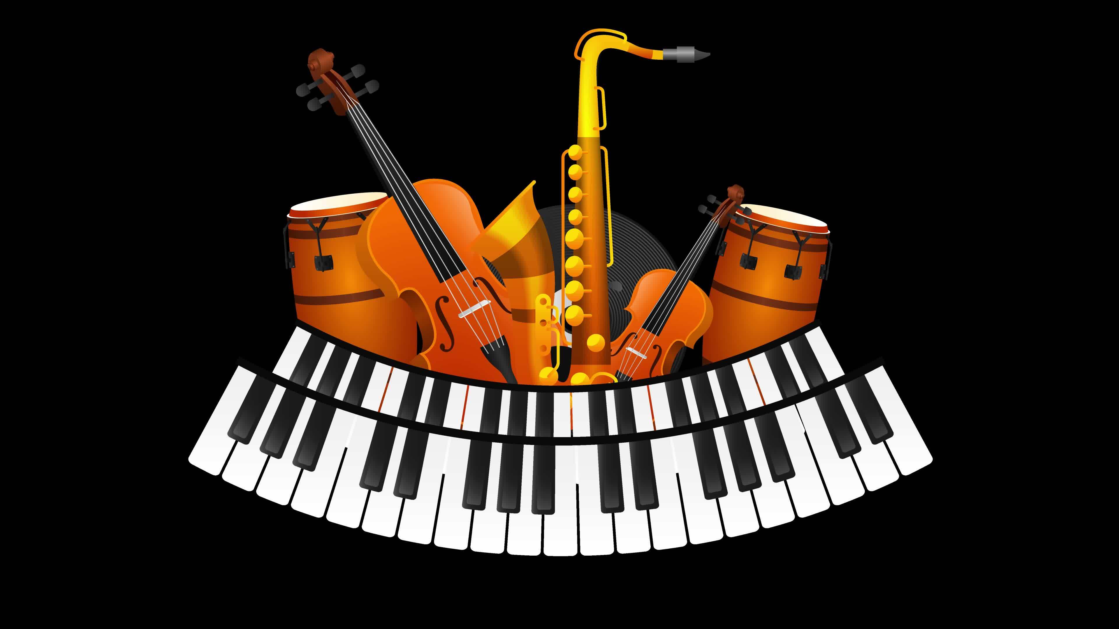 Music Elements Animation music instruments on a black background 47550711 Stock Video at Vecteezy