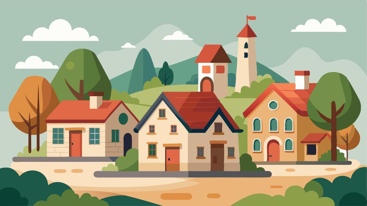 2d Village Background Vector Art, Icons, and Graphics for Free Download