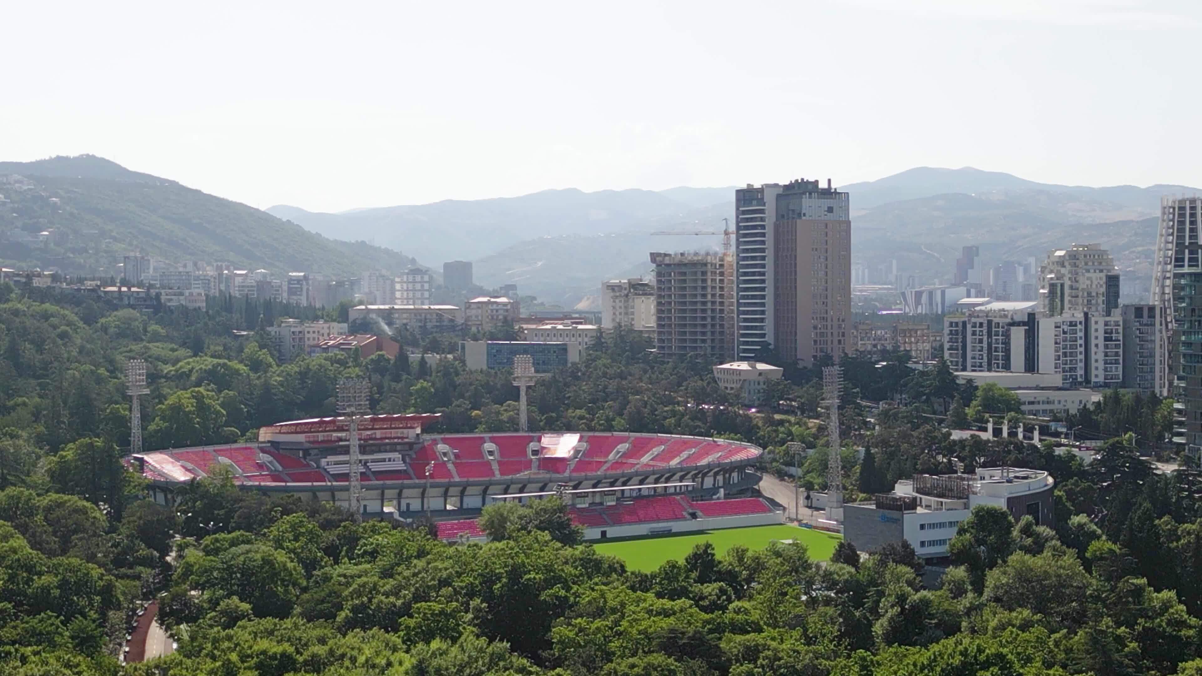 Tbilisi, Georgia- 4th july, 2024 - aerial rising view The Mikheil ... Tbilisi, Georgia- 4th july, 2024 - aerial rising view The Mikheil ...