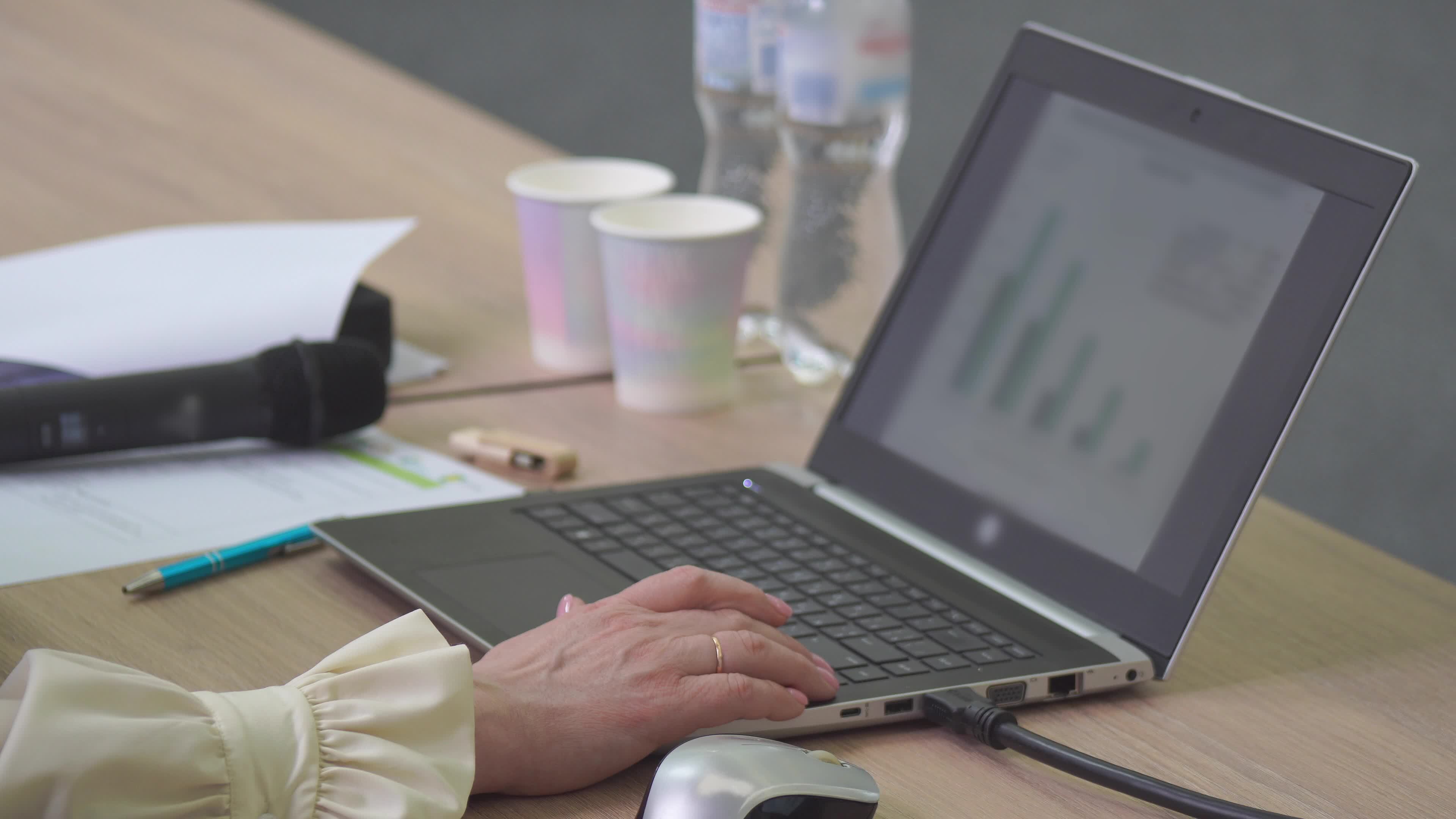 Female hands of business woman professional user worker using typing on ...