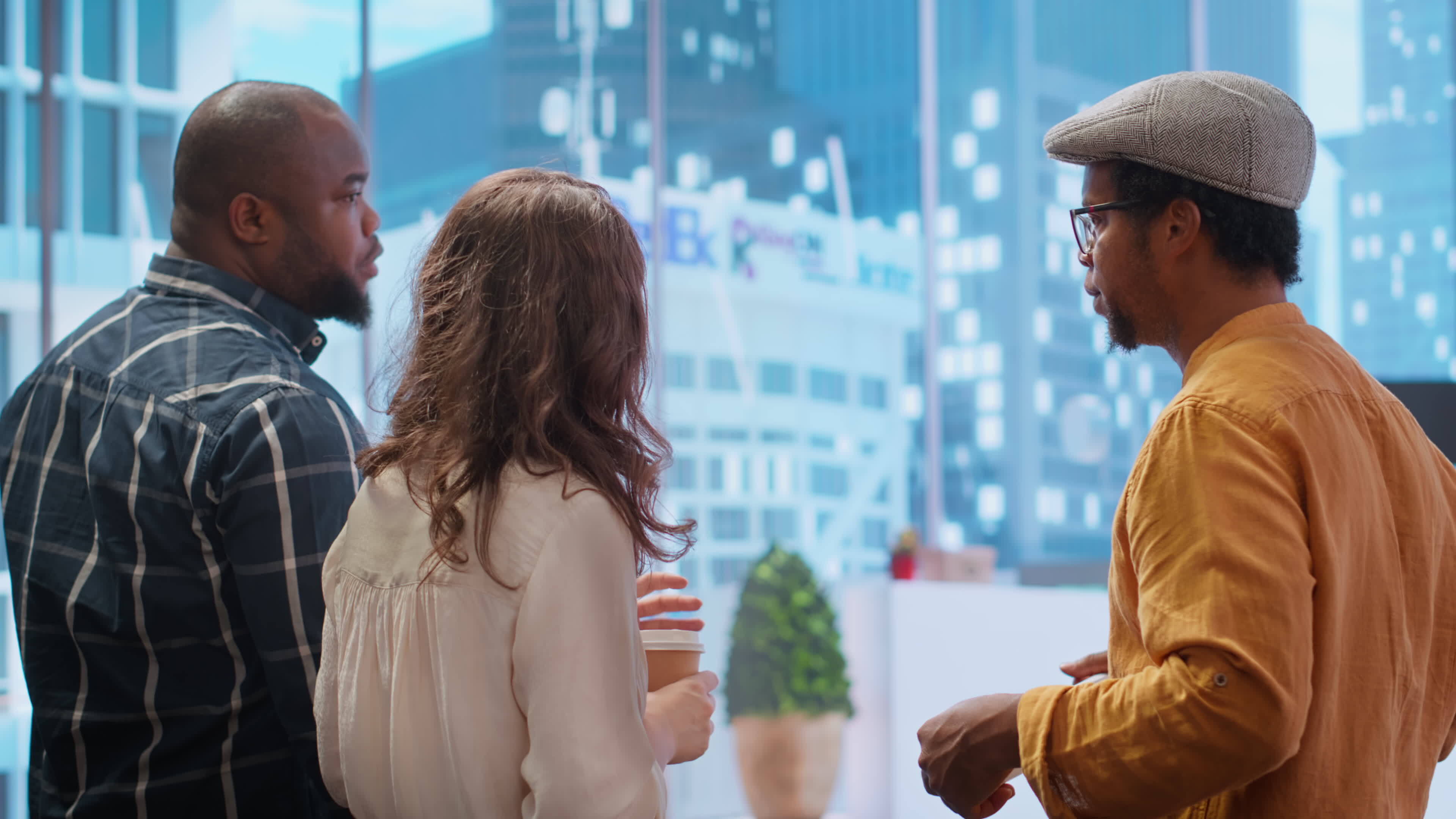 Real Estate Agent And Clients In A High Class Urban Workspace Planning