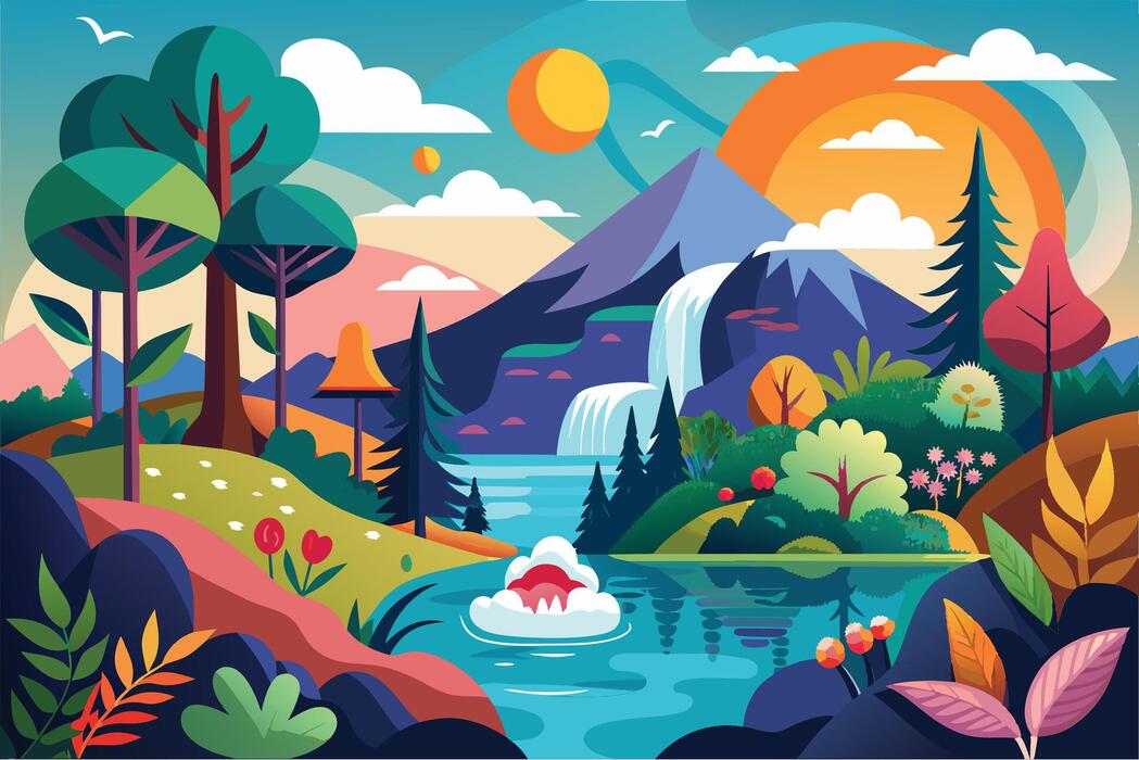 Colorful Landscape Vector Art, Icons, and Graphics for Free Download