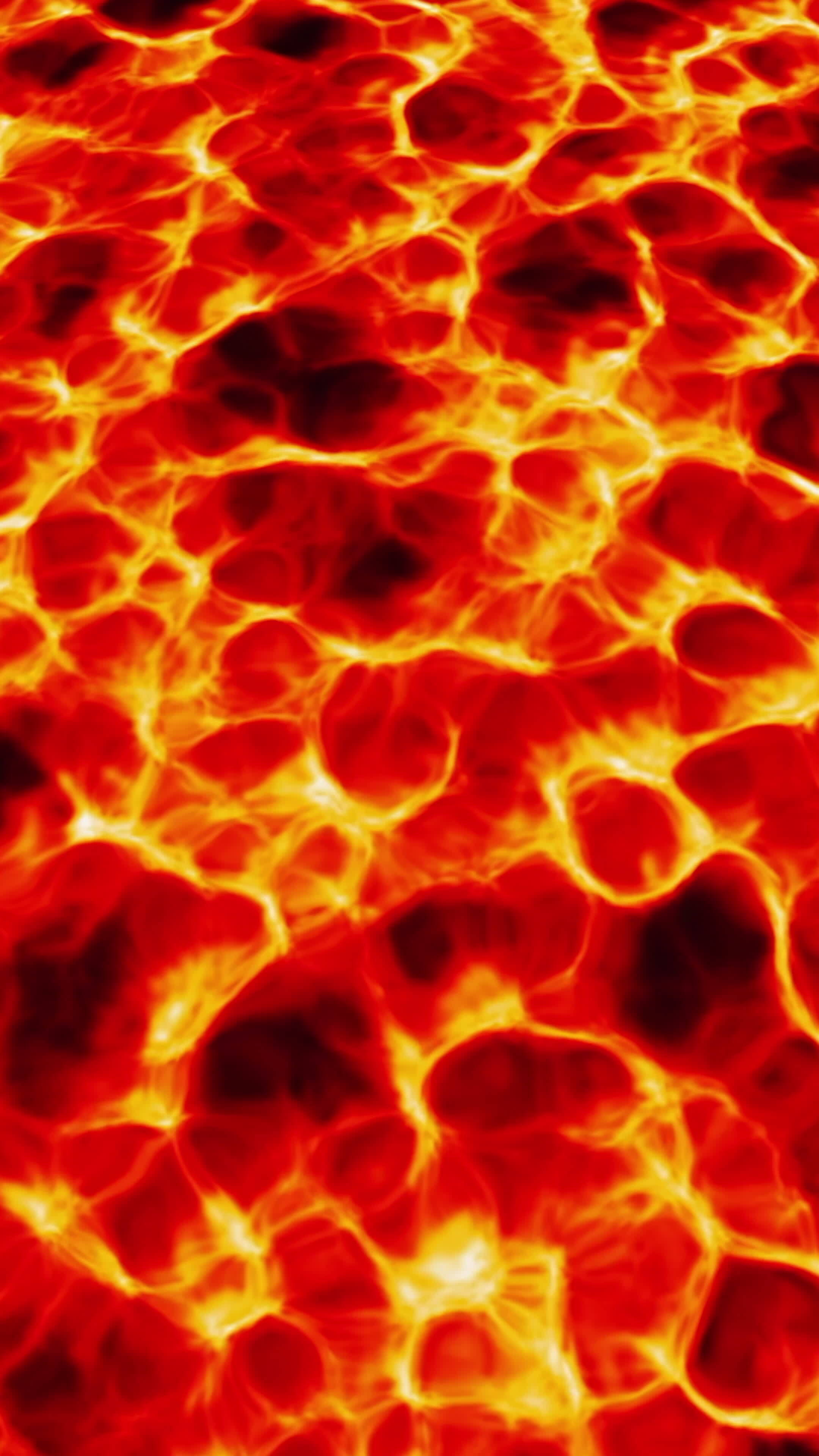 Volcanic infernal hot molten lava. Motion. Close up of red melted magma floating background ...