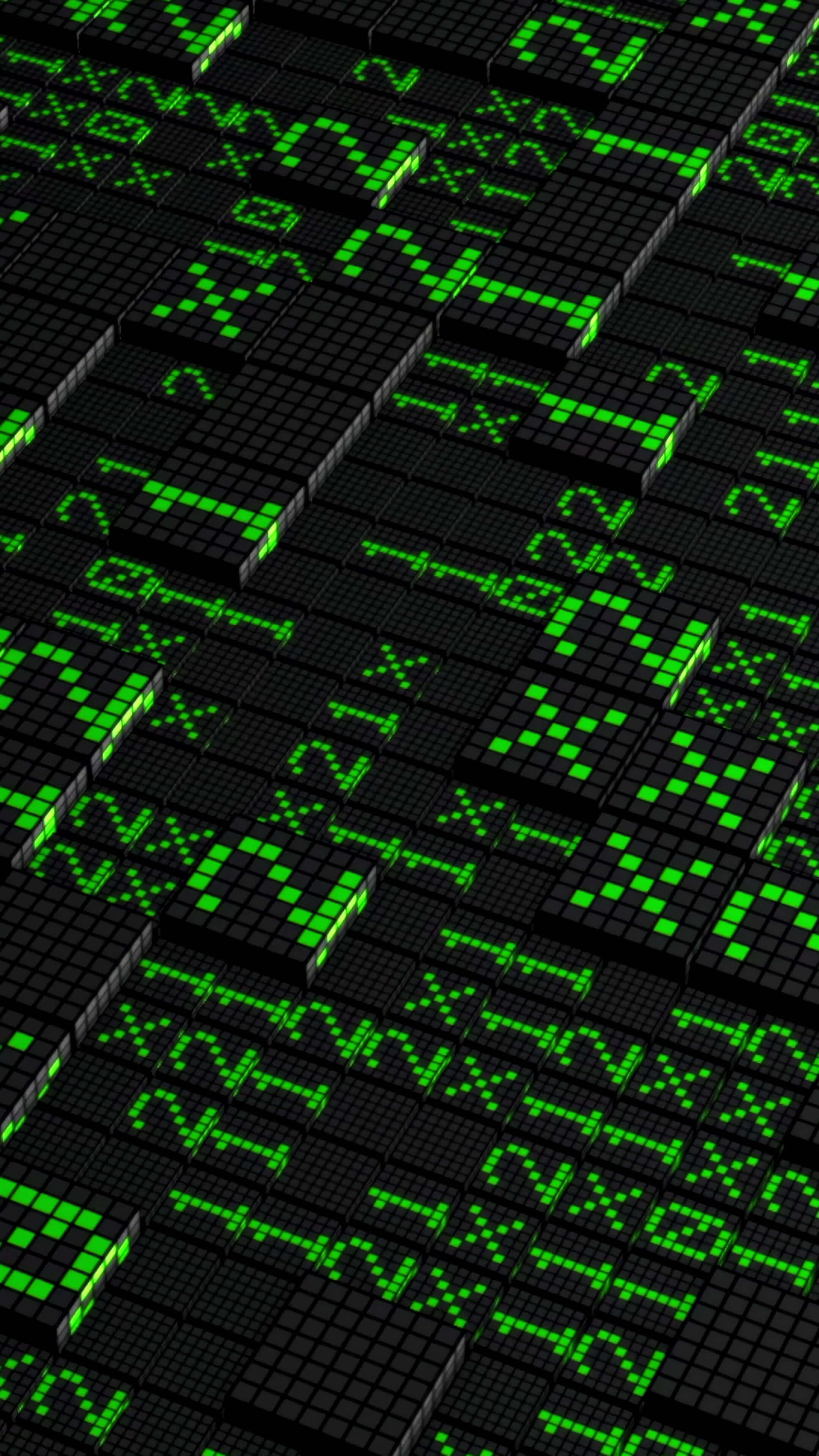 Background With Surface Of Squares And Code. Motion. Computer Surface