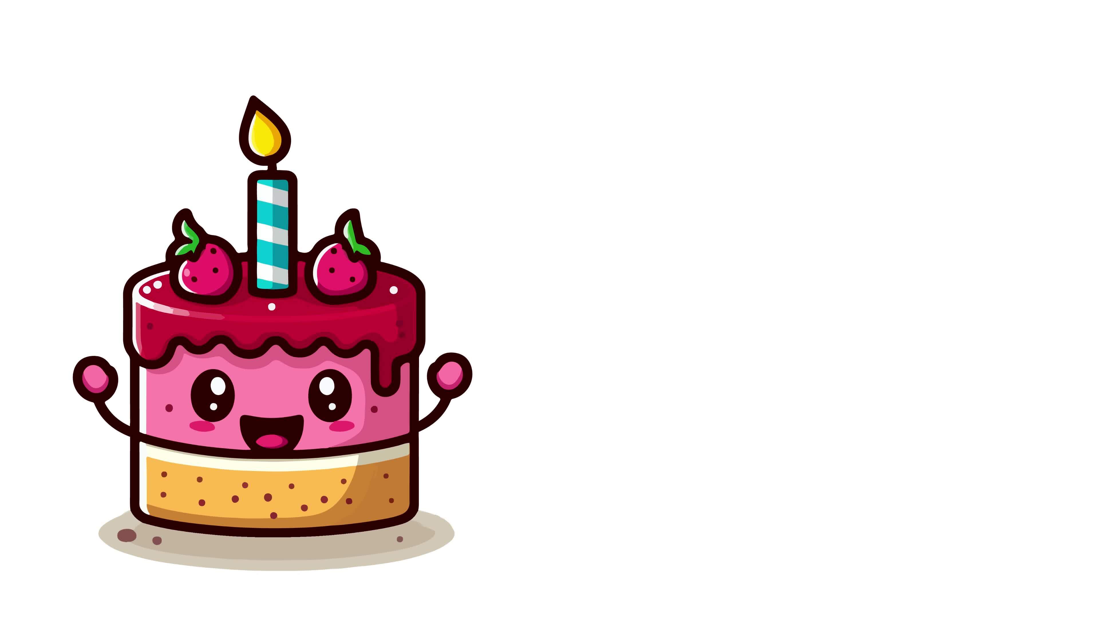 2d Cute character birthday cake animation in white background. 47859909 Stock Video at Vecteezy