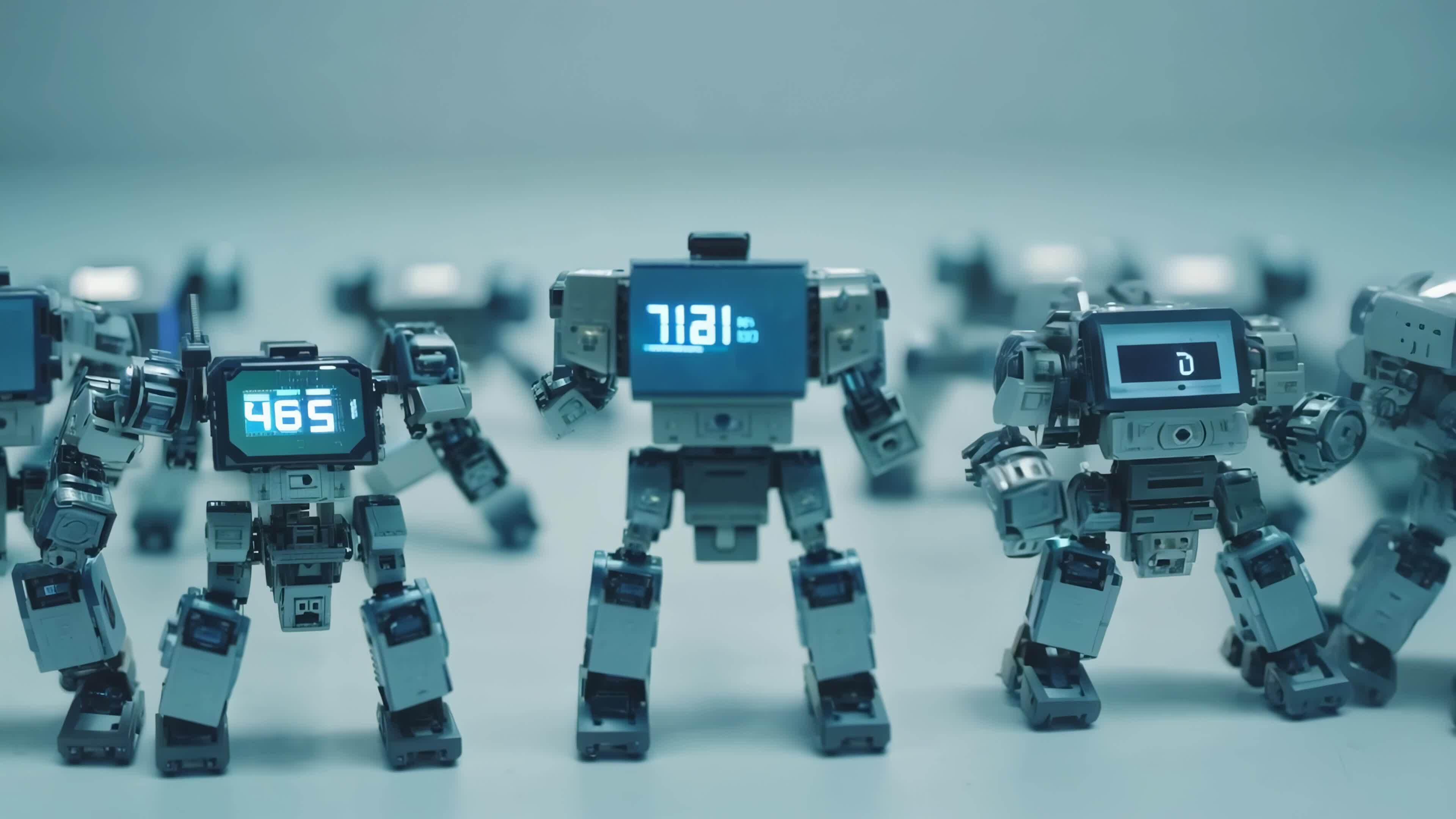 A group of tiny robots work together to complete a task moving in ... A group of tiny robots work together to complete a task moving in ...