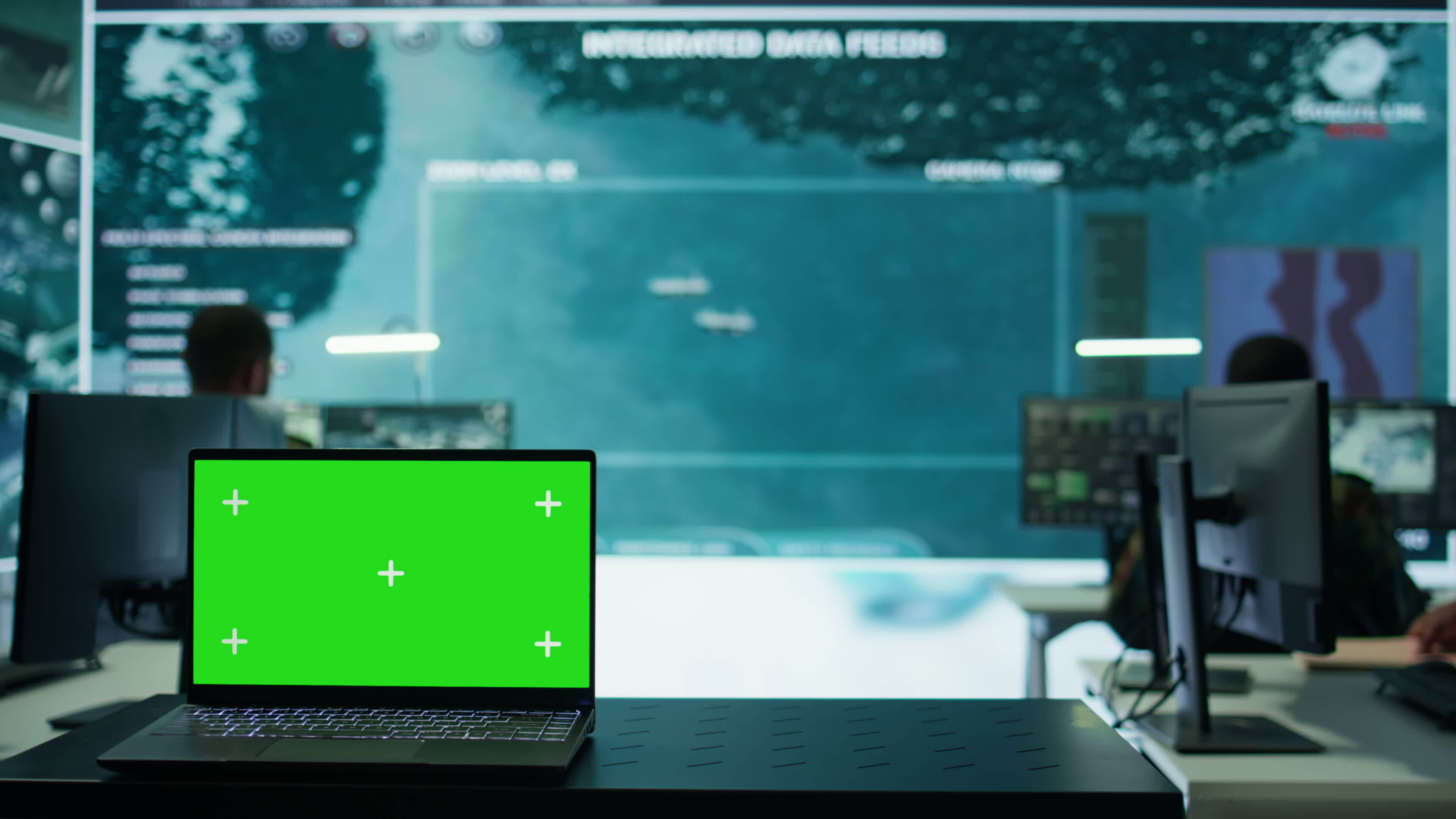 Army IT expert in control center collecting real time battlefield data ...